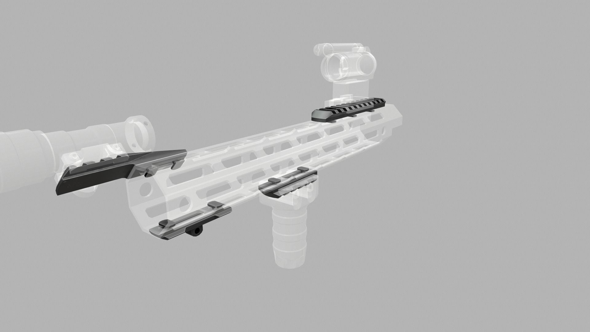 MLOK 1913 Picatinny Rail Sections free VR / AR / low-poly 3D model ...