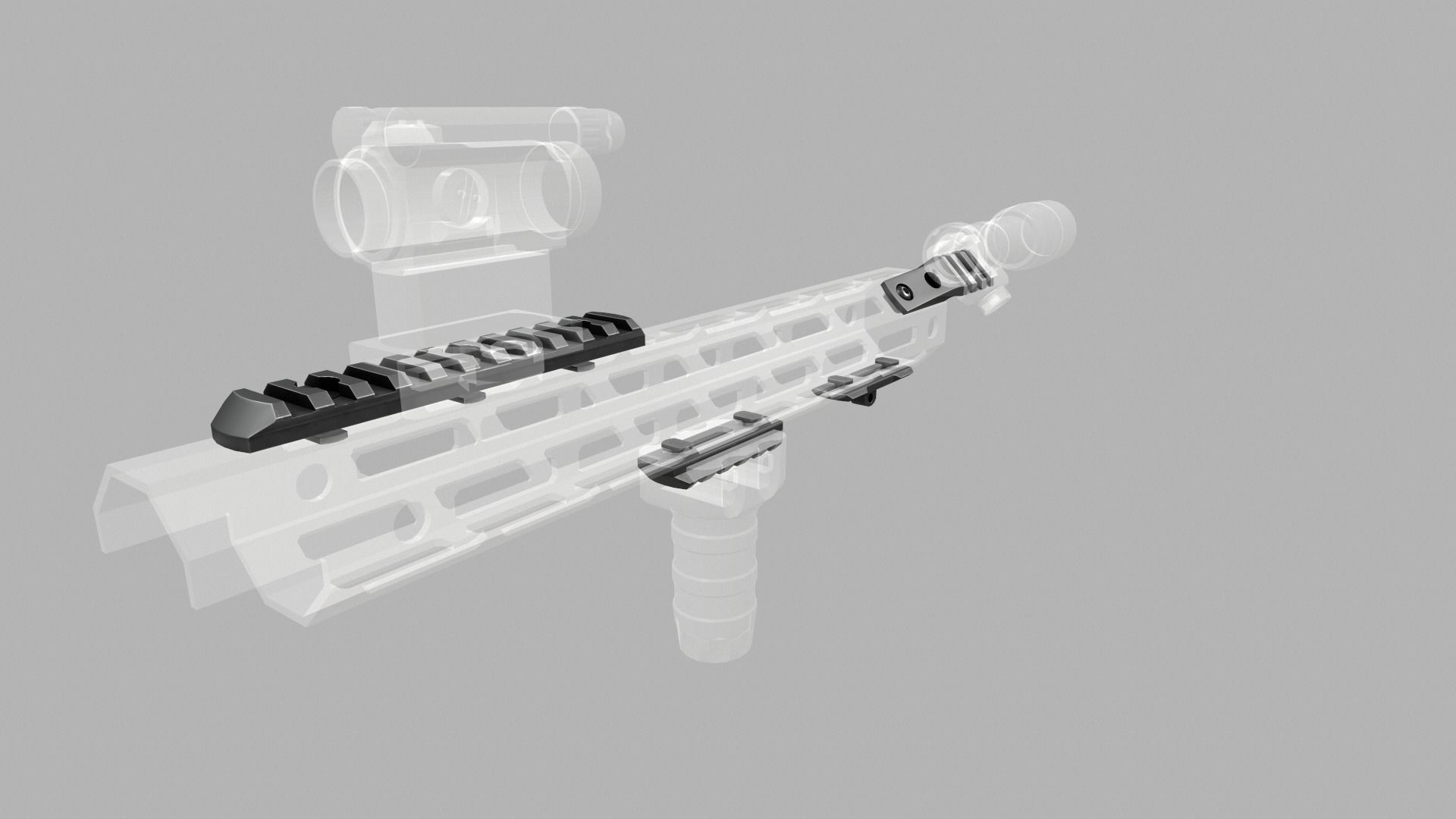 MLOK 1913 Picatinny Rail Sections free VR / AR / low-poly 3D model ...