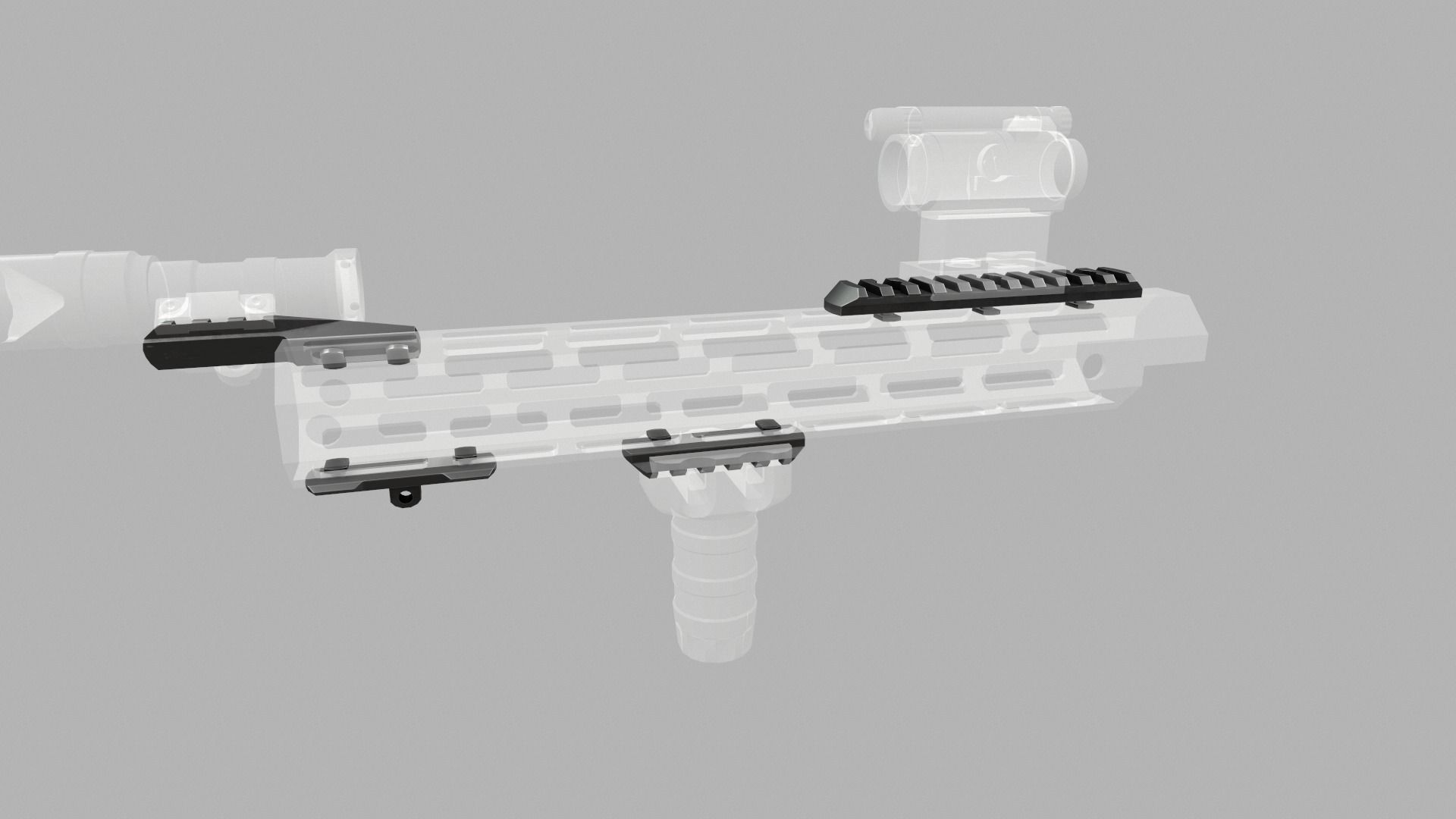 MLOK 1913 Picatinny Rail Sections free VR / AR / low-poly 3D model ...