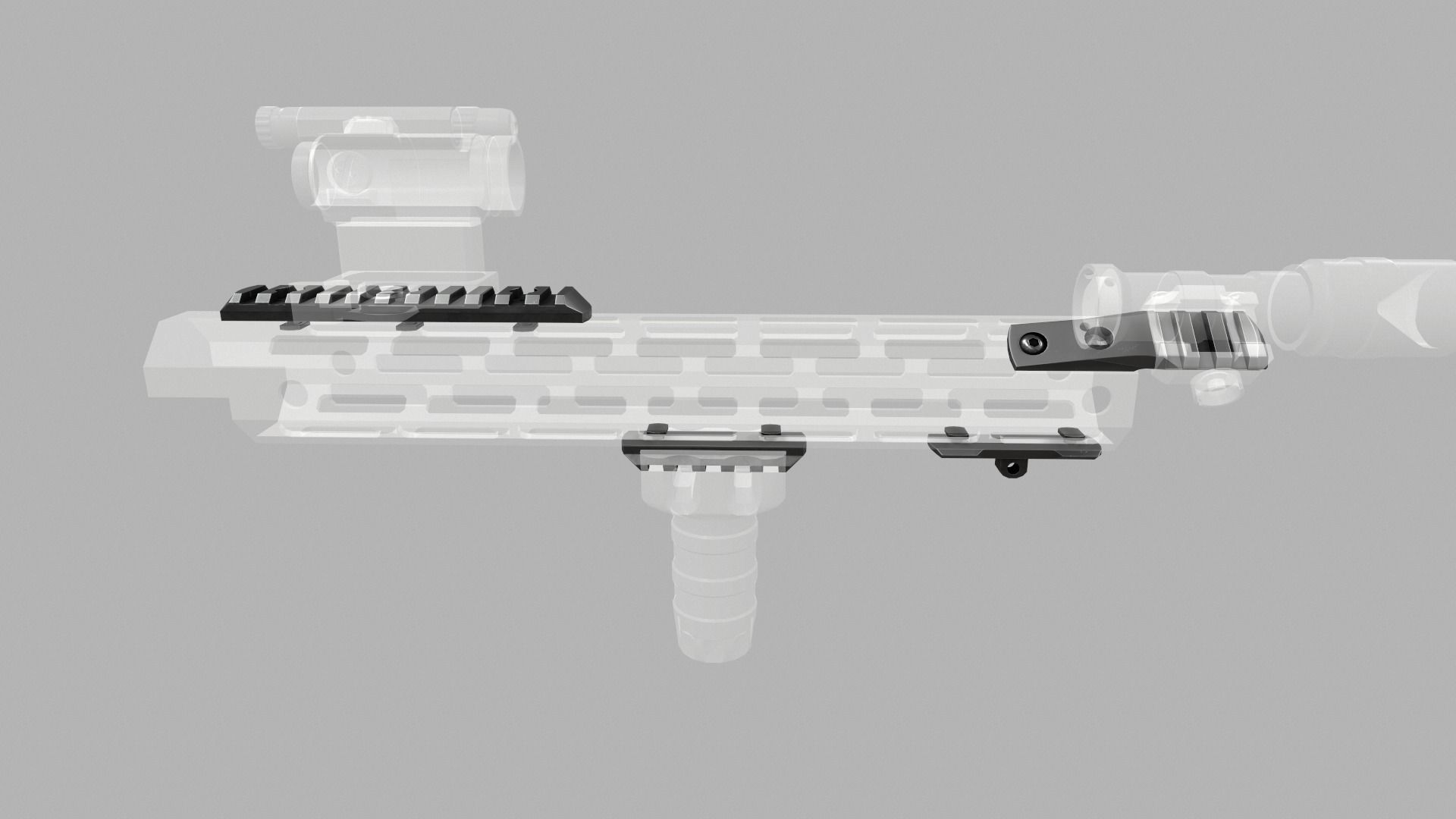 MLOK 1913 Picatinny Rail Sections free VR / AR / low-poly 3D model ...