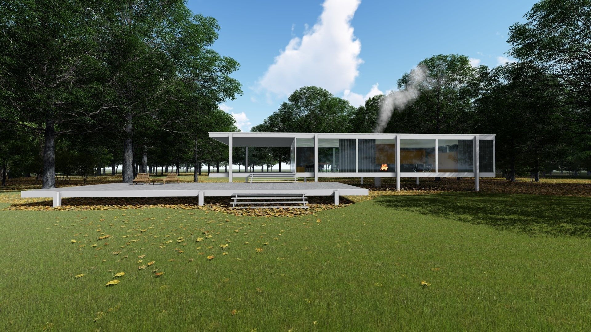 The Farnsworth House by Ludwig Mies van der Rohe 3D model | CGTrader