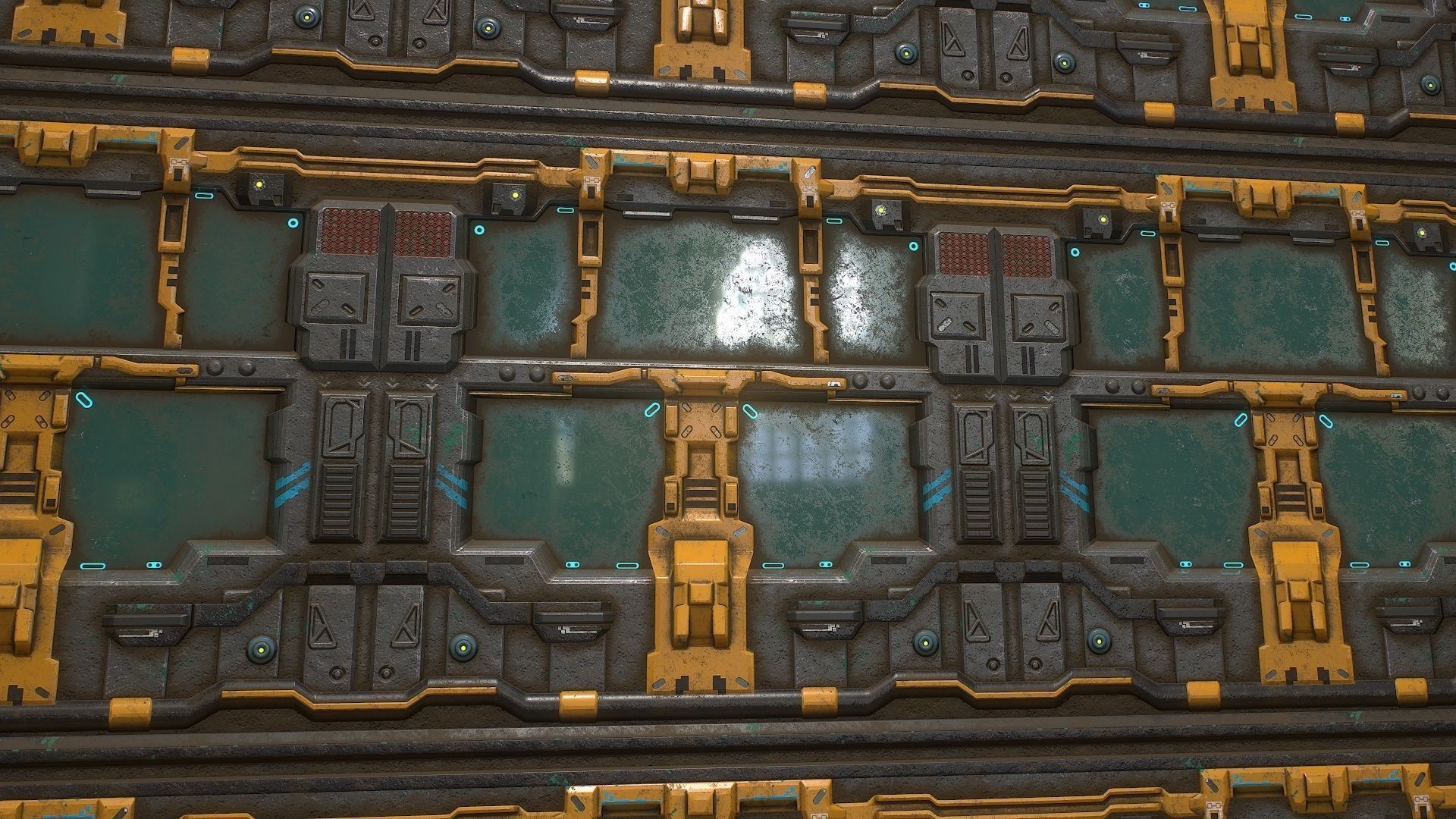 Texture PBR tileable sci fi building facade with windows textures VR ...