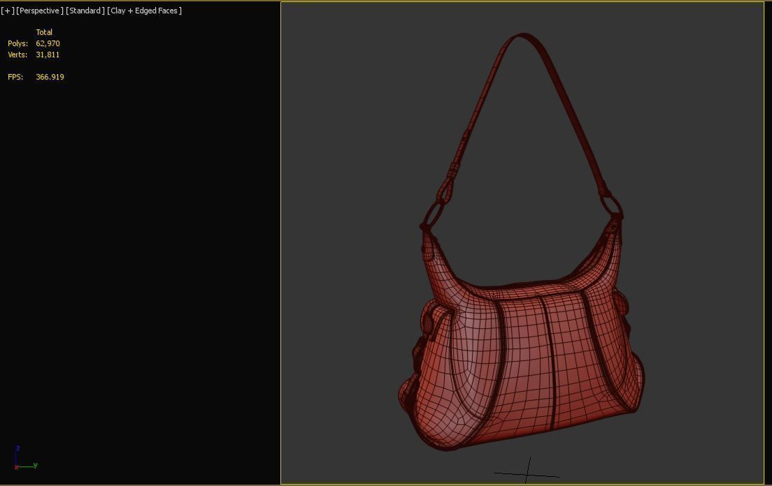 Grained Leather Shoulder Bag 3D model | CGTrader