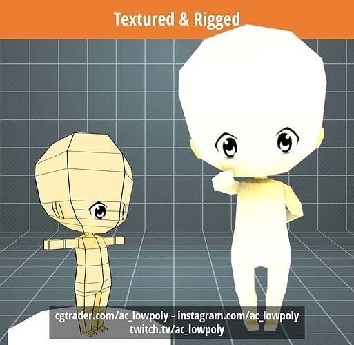 3D model Low Poly Chibi Rigged Textured Character VR / AR / low-poly ...