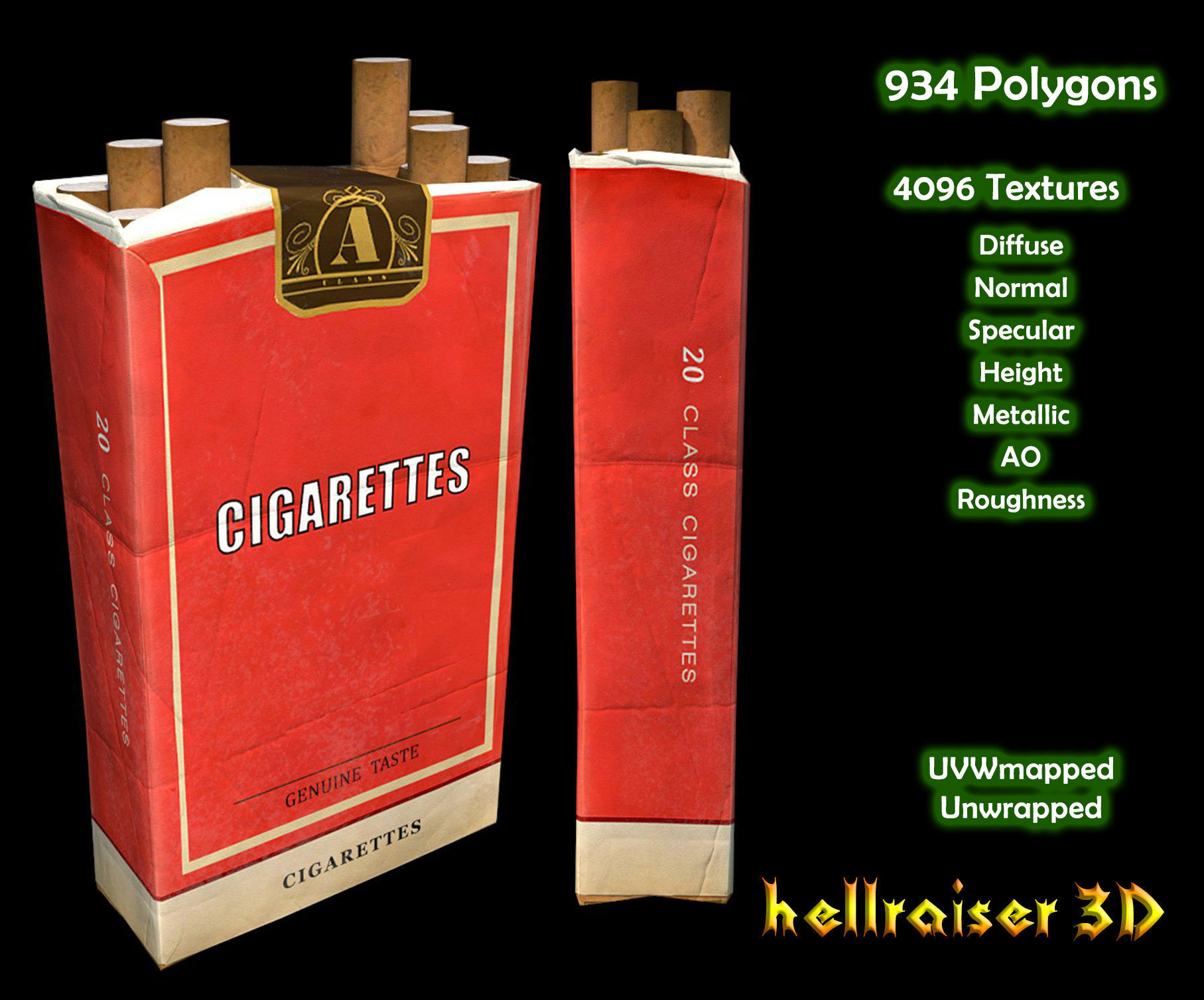 3D model Cigarette Box - PBR - Textured VR / AR / low-poly | CGTrader