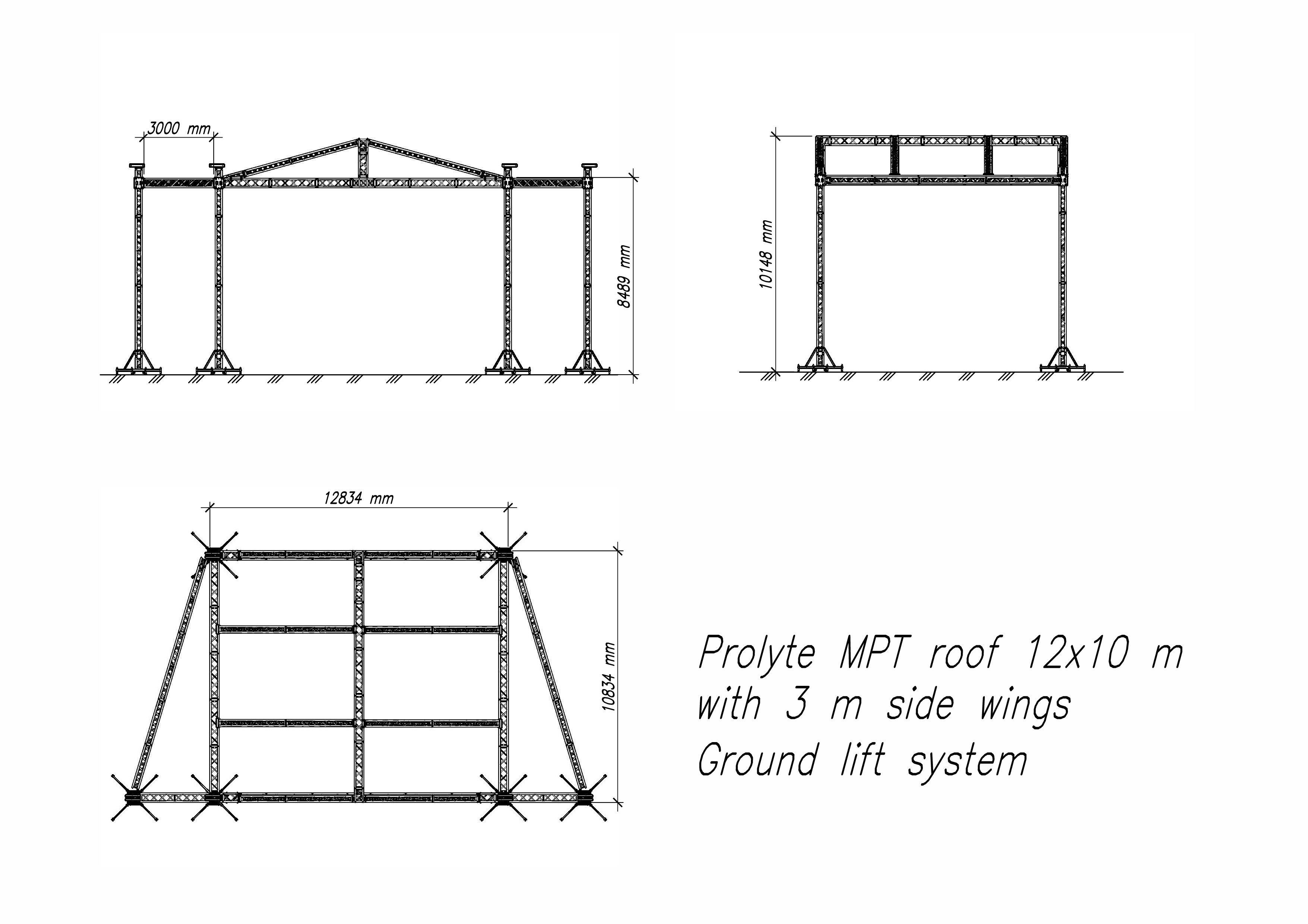Prolyte MPT 12x10 roof with side wings 3m original 3D model | CGTrader