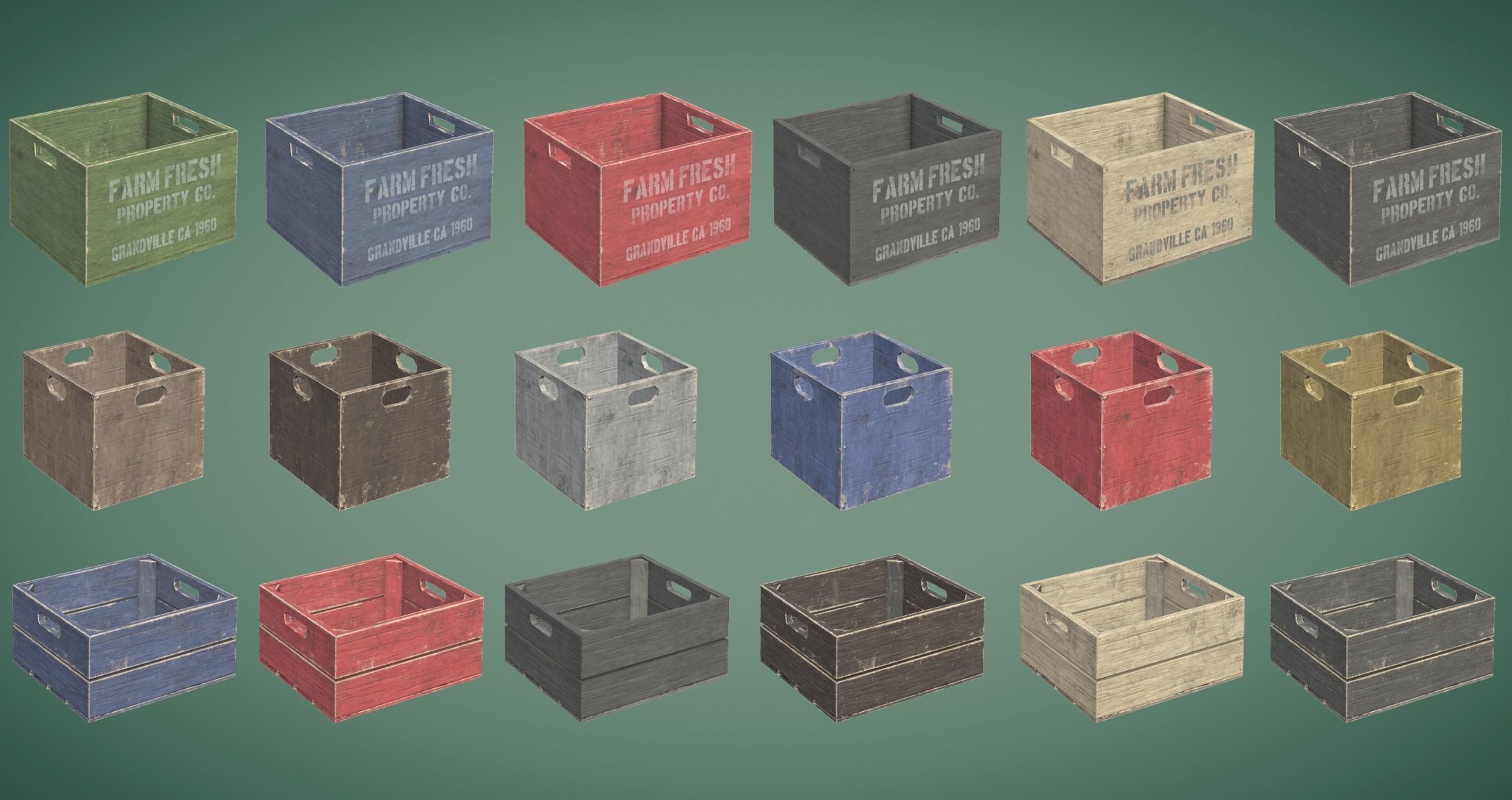 3D model Garbage bins and crates and other Props VR / AR / low-poly ...