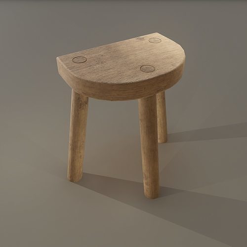 3 Legged Wooden Stool free VR / AR / low-poly 3D model | CGTrader