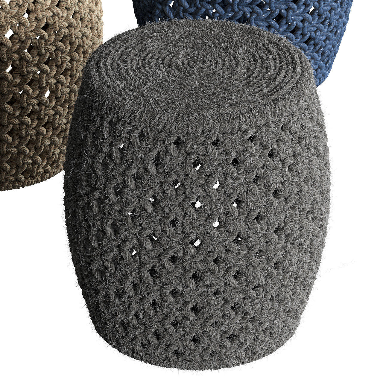 Set of wicker poufs Angela Stool by Madegoods - 3 models 3D model ...