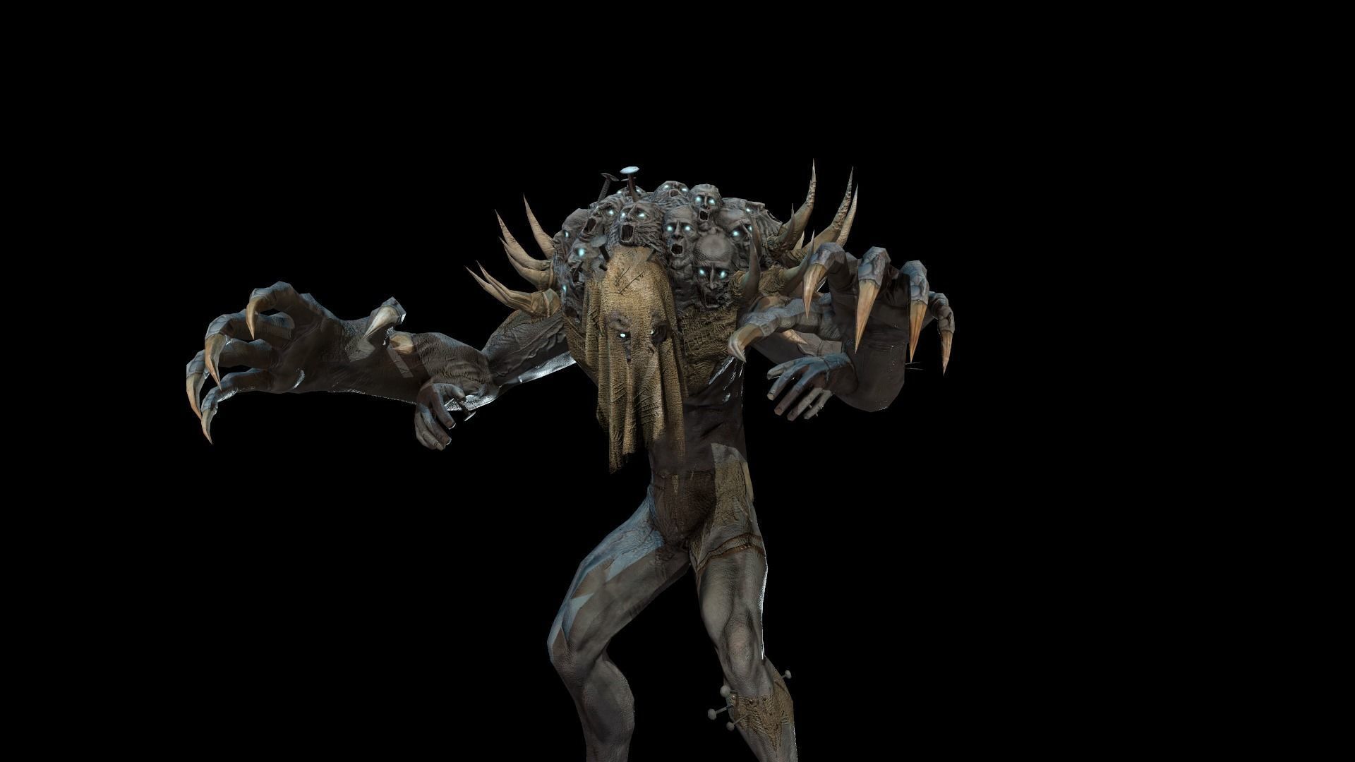 3D model Reaper creature with long arms and claws VR / AR / low-poly ...