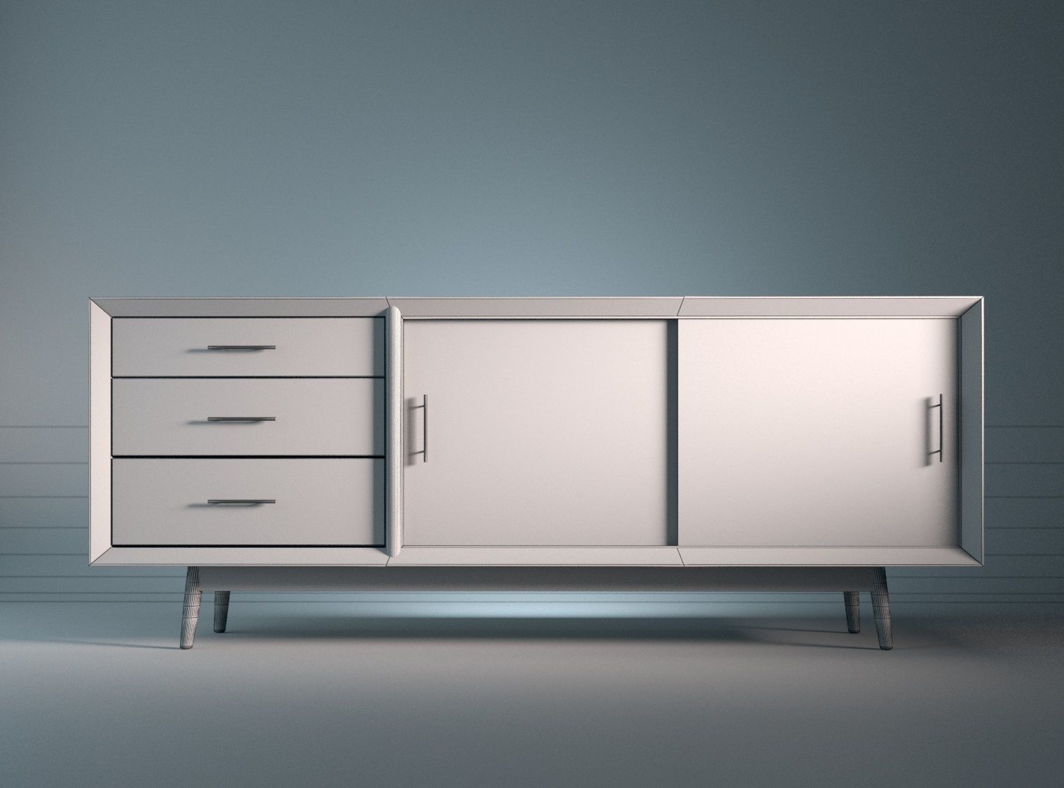 Mid-Century Modern Buffet Console 3D model | CGTrader