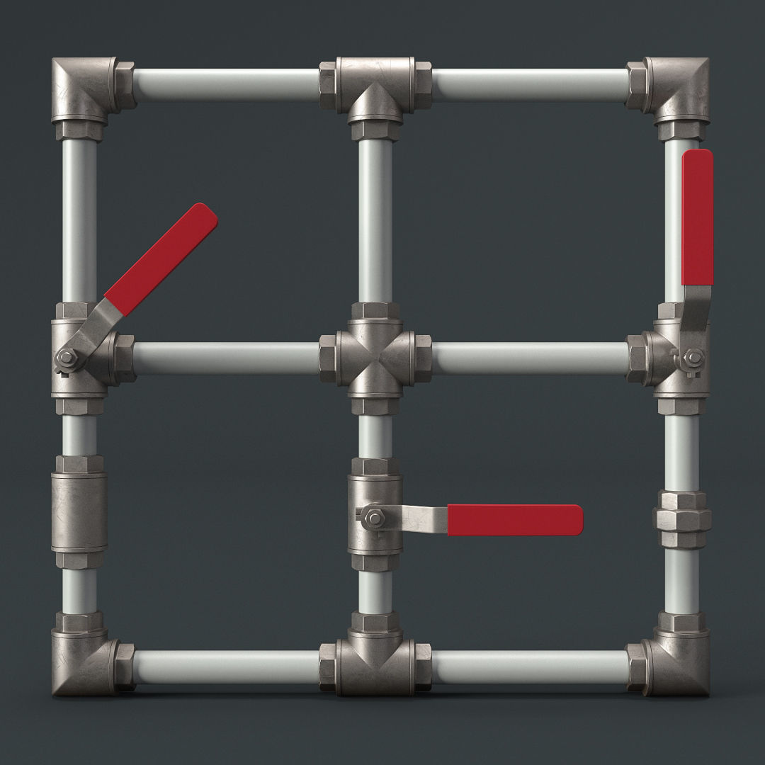 Valve connectors set 3D model | CGTrader