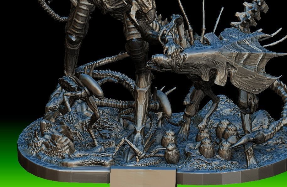 King alien vs Queen Diorama statue 3d model 3D model | CGTrader