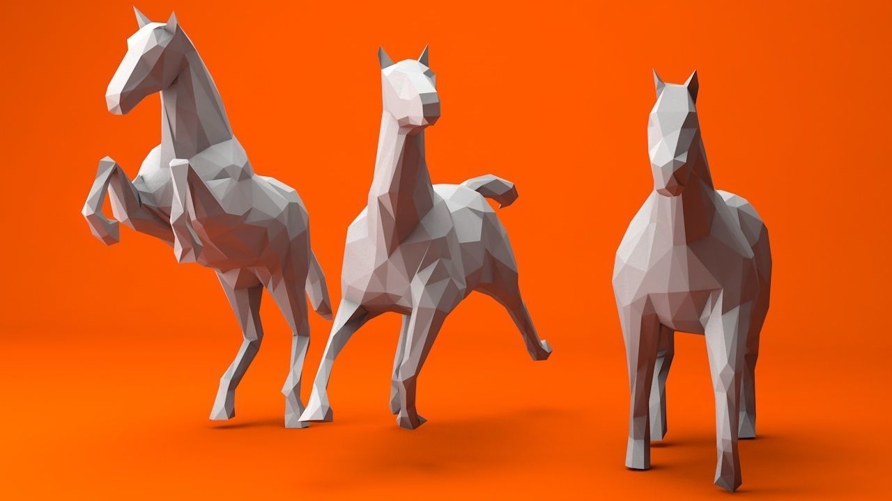 3D model 6 Lowpoly Horses VR / AR / low-poly | CGTrader
