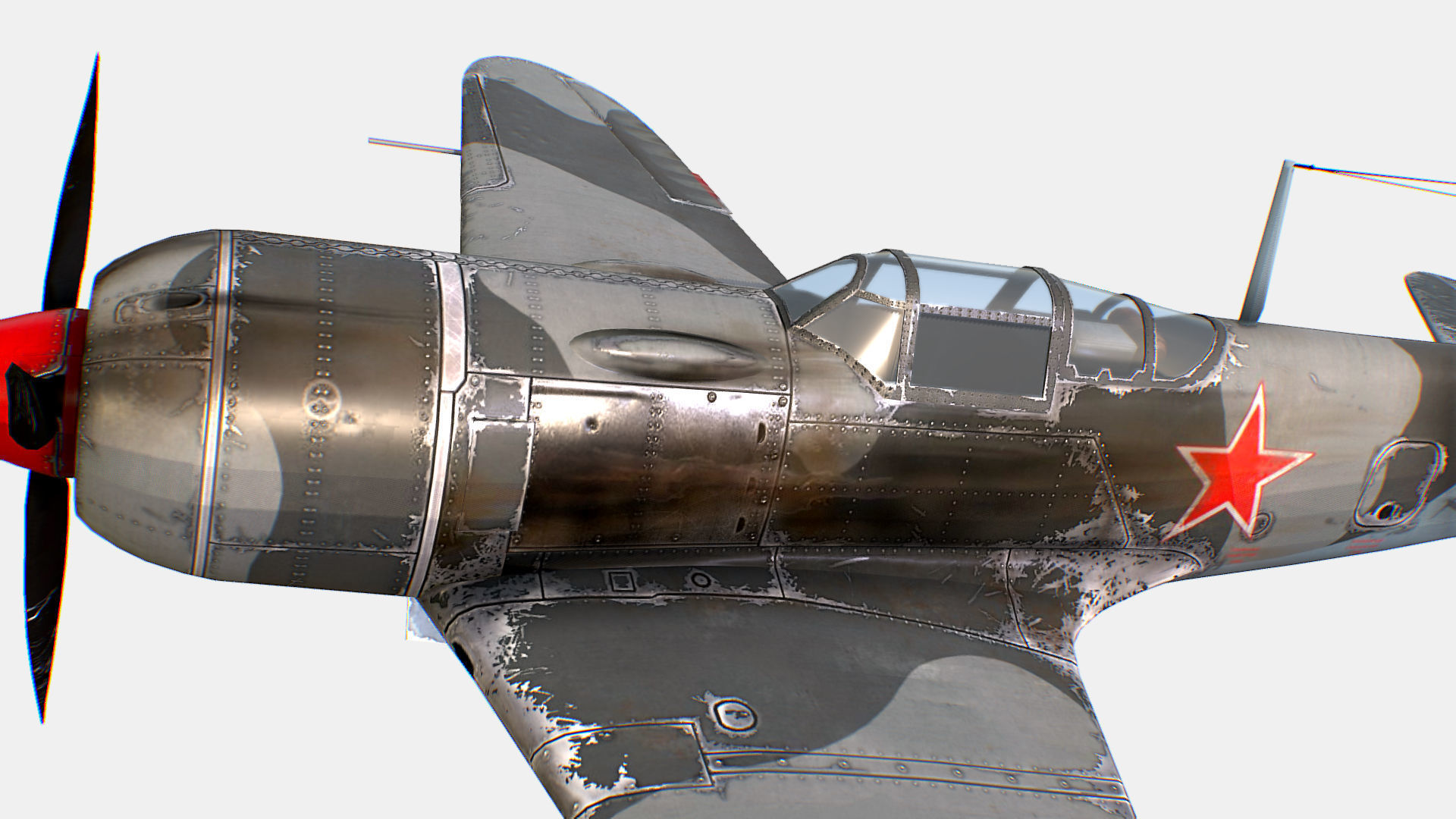 3D model Russian Soviet fighter aircraft Lavochkin La-7 VR / AR / low ...