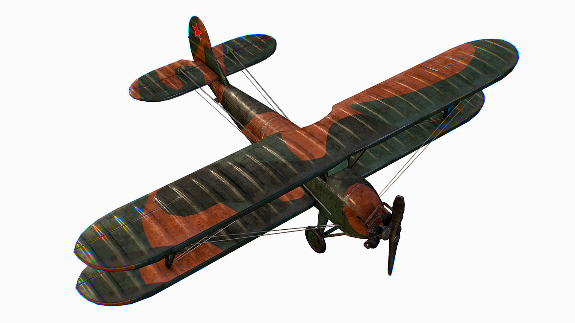 3D model Russian Soviet biplane Polikarpov Po-2 Kukuruznik VR / AR ...