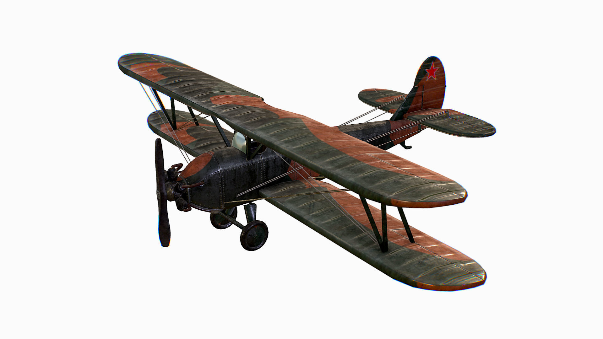 3D model Russian Soviet biplane Polikarpov Po-2 Kukuruznik VR / AR ...