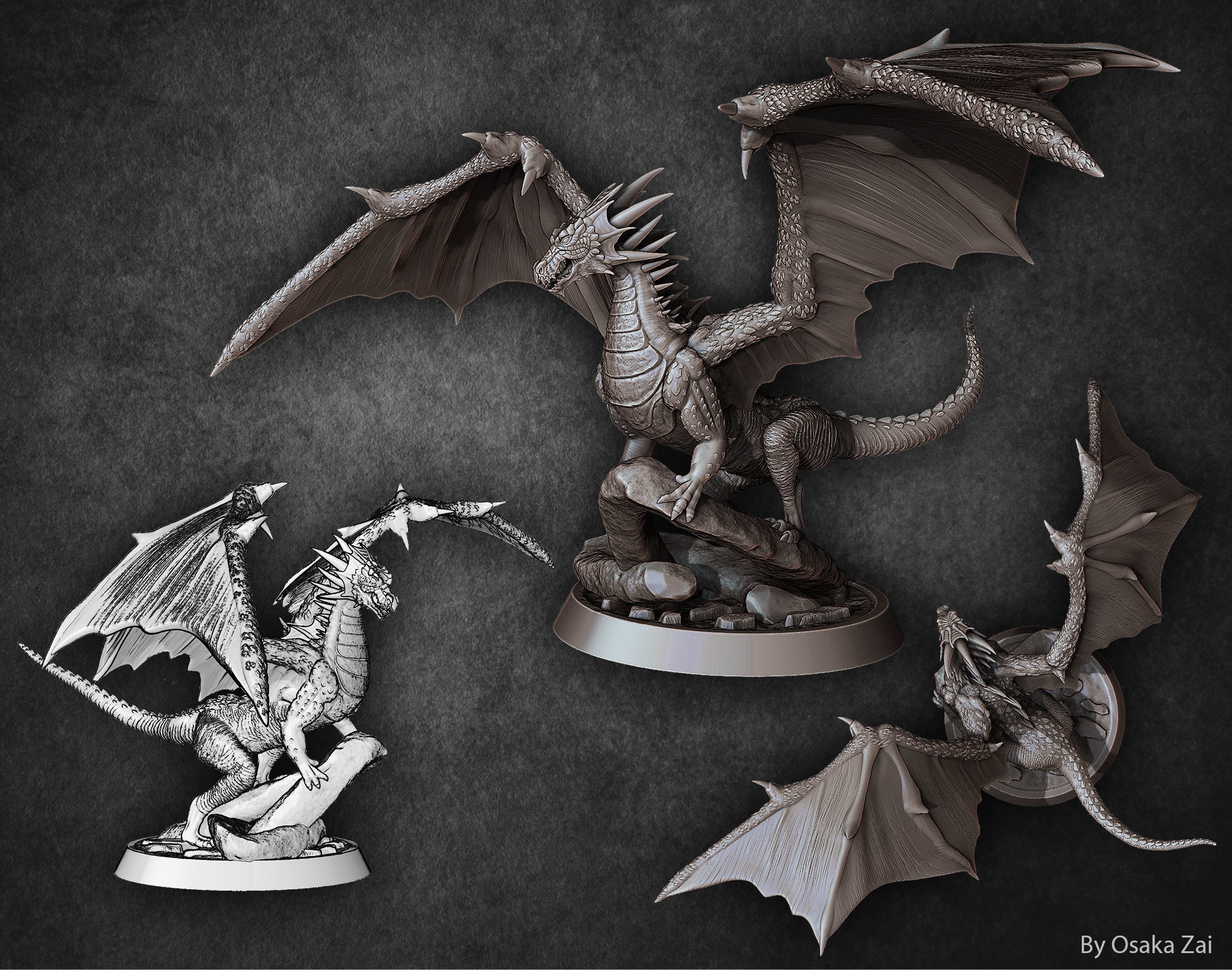 Dragon 3D print model 3D print model statue 3D model 3D printable ...