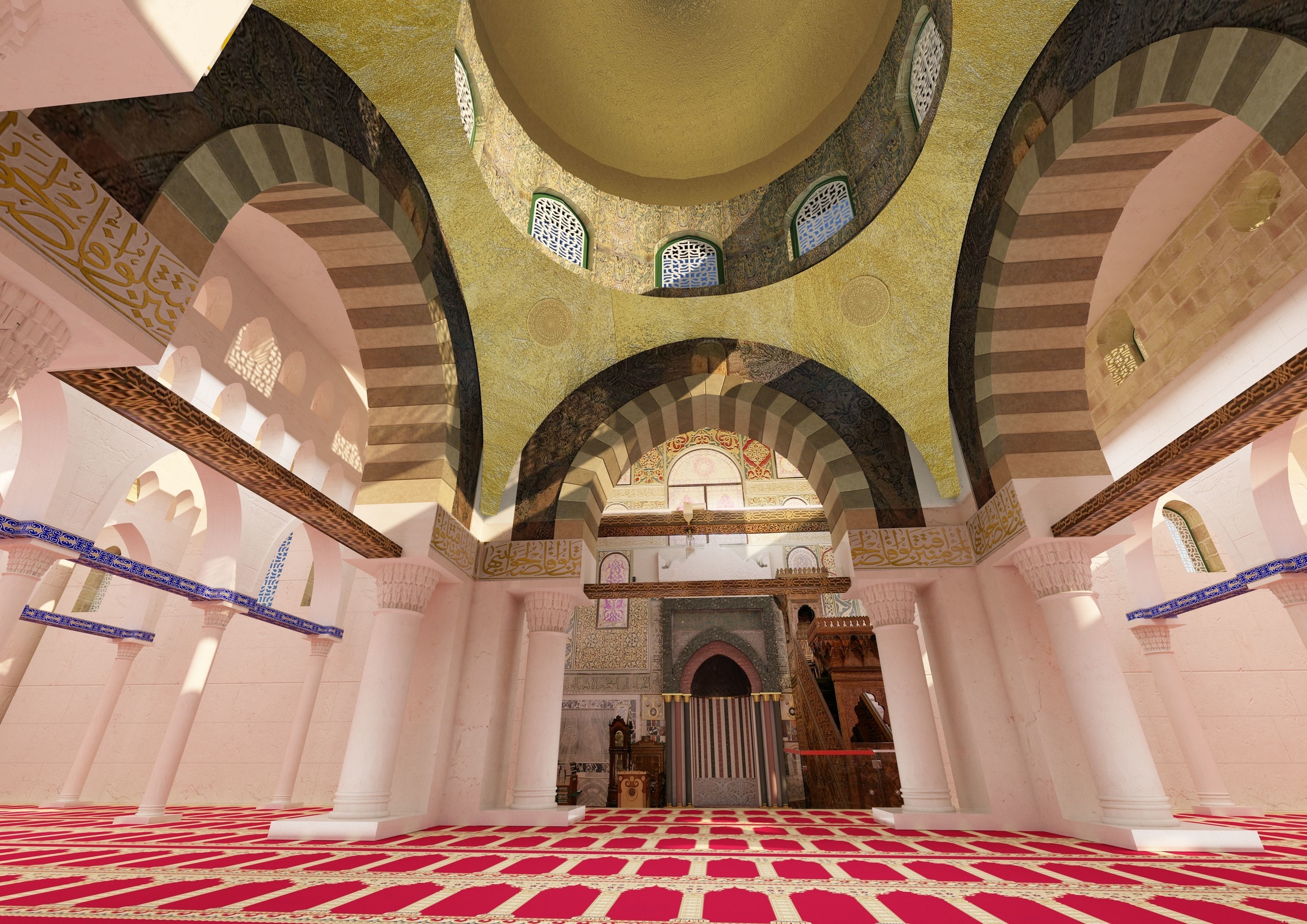 Al-Aqsa Mosque interior- exterior 3ds max vray model 3D model | CGTrader