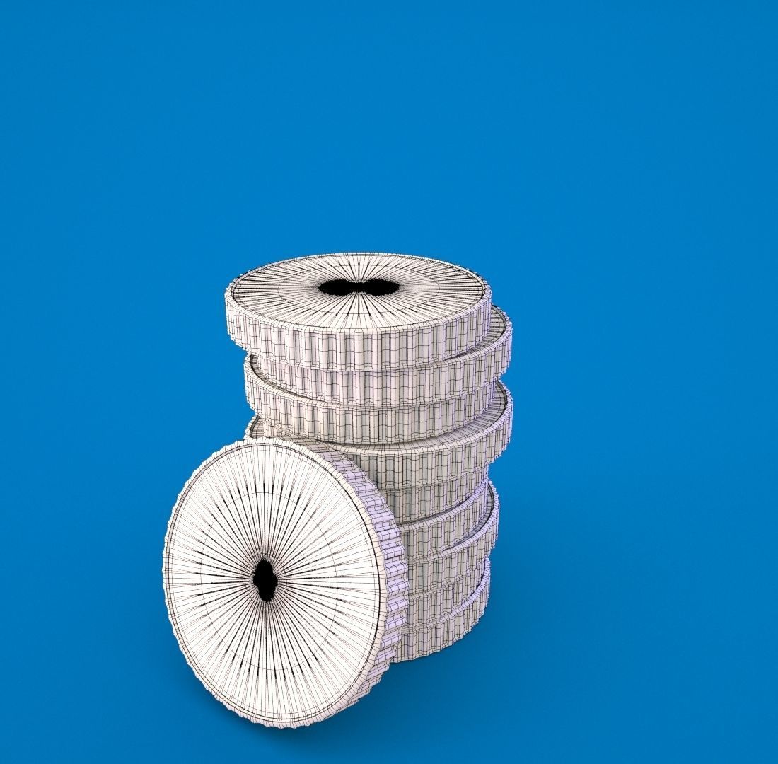 3D model Coin euro both subd mesh and uv with textures VR / AR / low ...