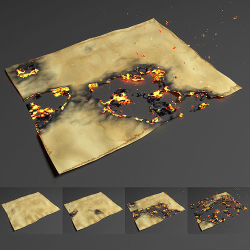 Burning paper Animation 3D model animated | CGTrader