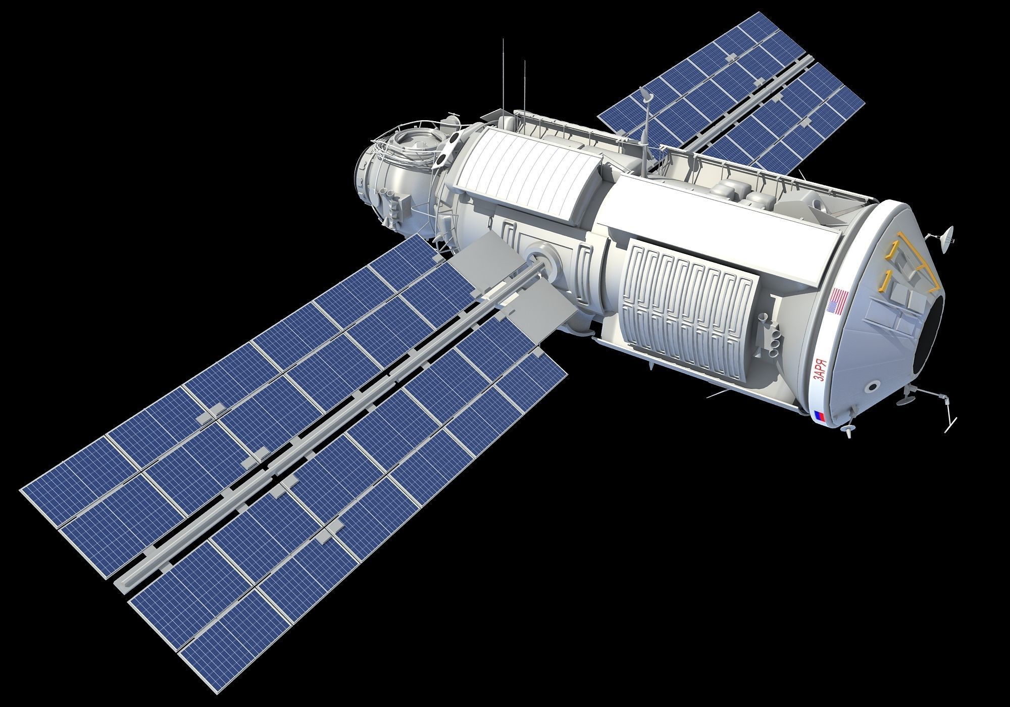 Zarya Functional Cargo Block FGB ISS Module 3D model | CGTrader