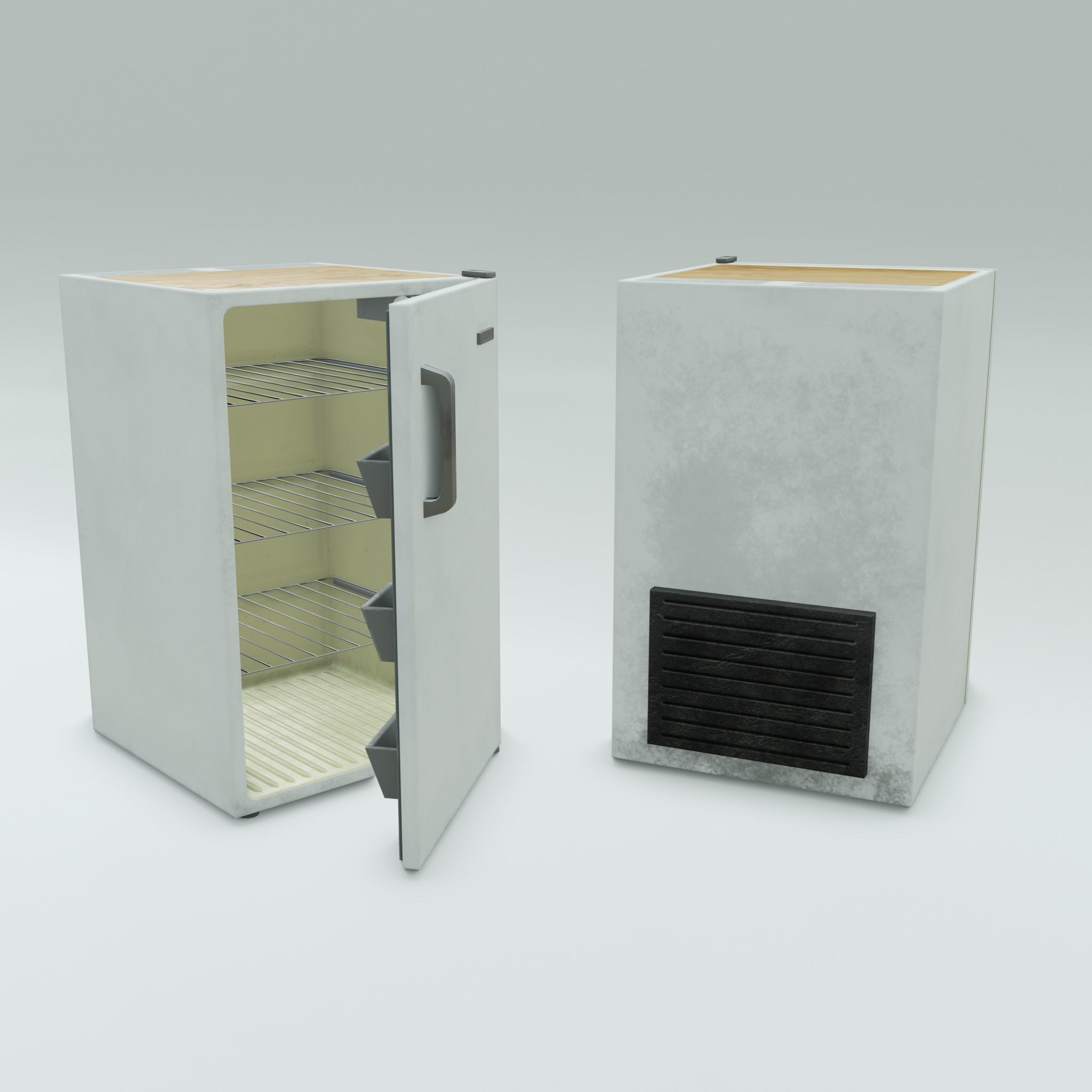 3D model Game-ready Freezy - old vintage fridge - Unity - HDRP - UE4 VR ...