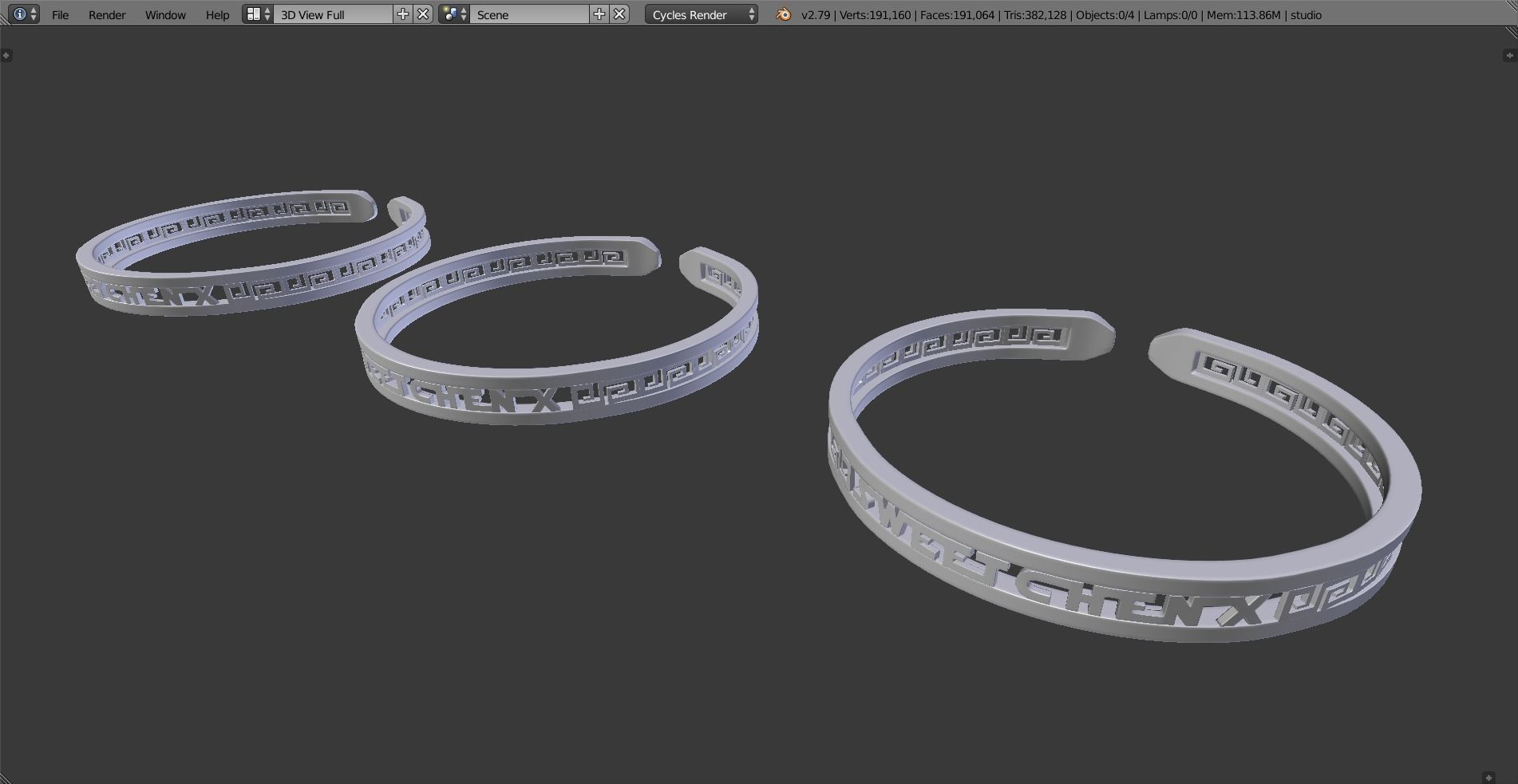 rgd name gold bracelet mk1 3D model | CGTrader