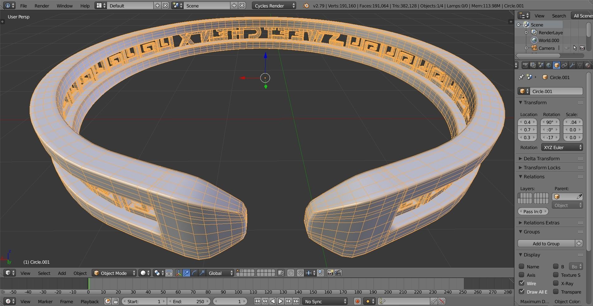 rgd name gold bracelet mk1 3D model | CGTrader