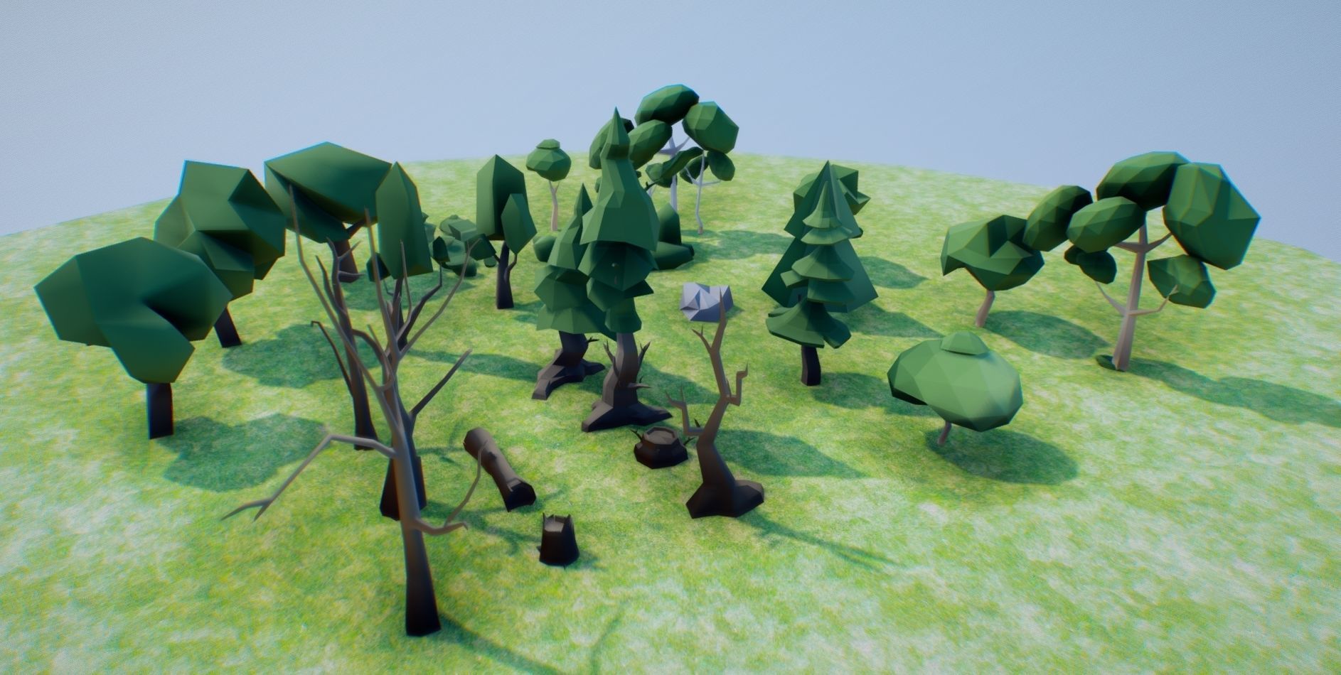 low poly vegetation set 03 free 3D model | CGTrader