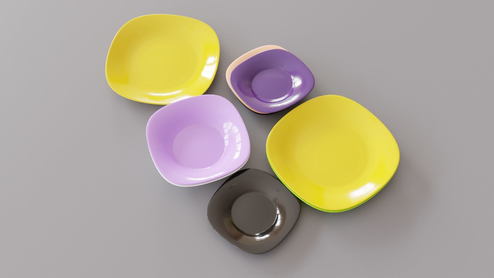 3D model Multicolor Plates VR / AR / low-poly | CGTrader