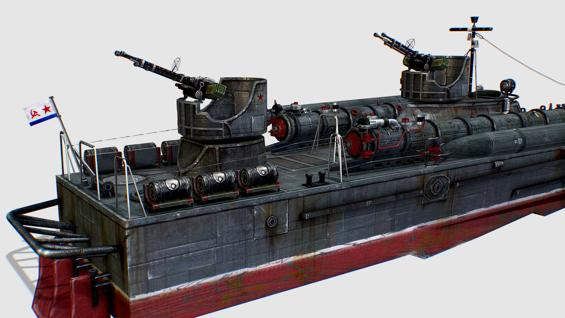 3D model USSR torpedo boat project 123 BIS Komsomolets VR / AR / low ...
