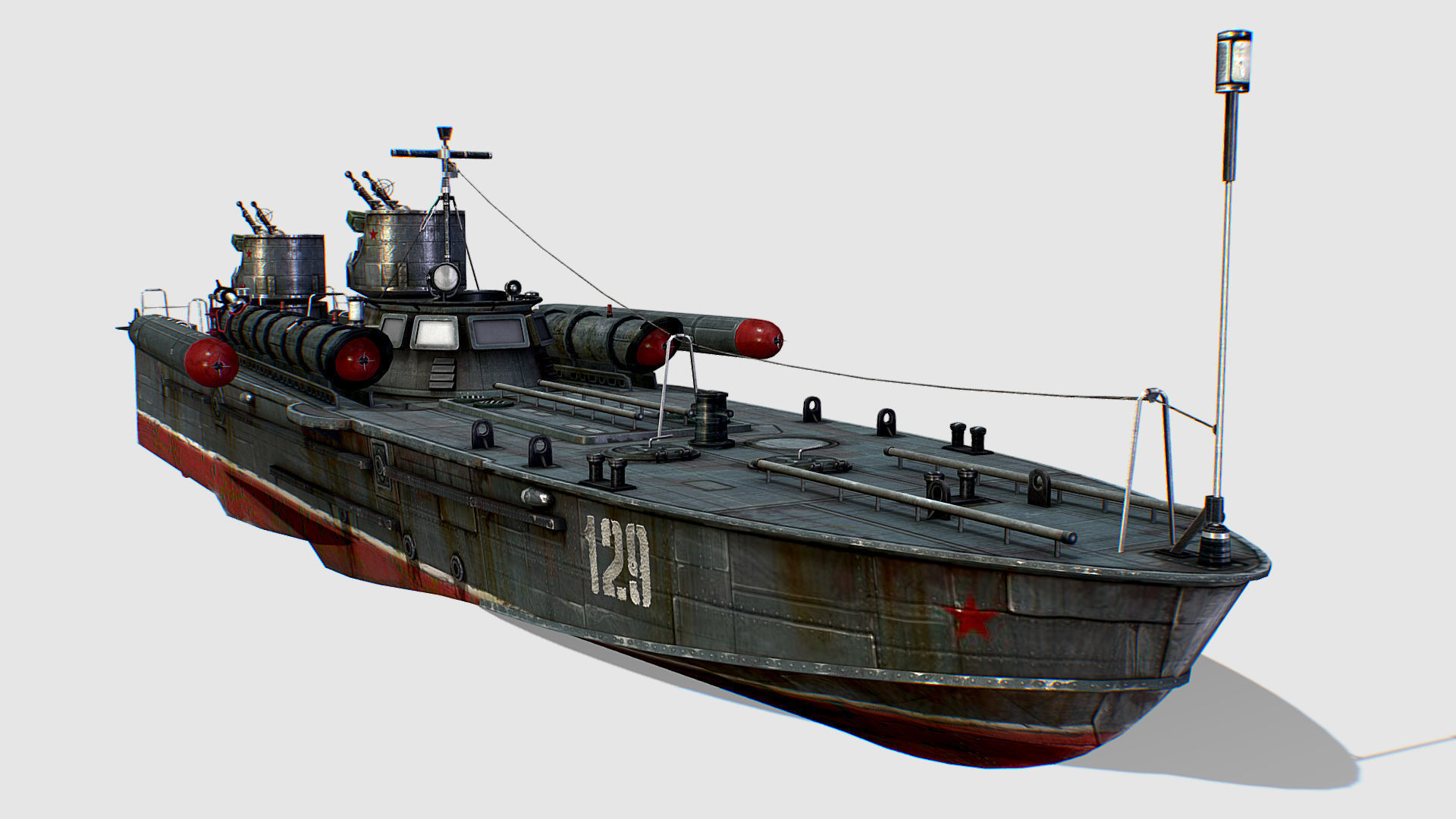 3D model USSR torpedo boat project 123 BIS Komsomolets VR / AR / low ...
