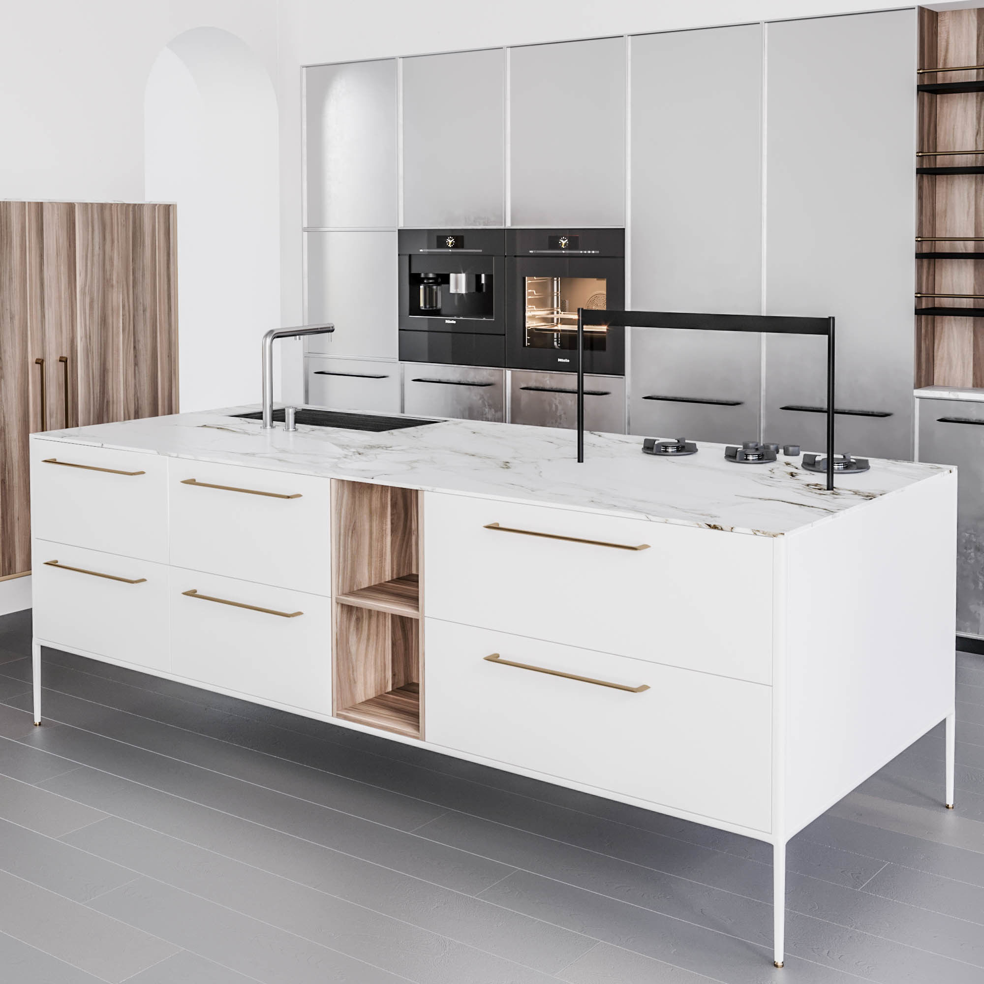 Cesar Unit collection kitchen with island and sideboard 3D model | CGTrader