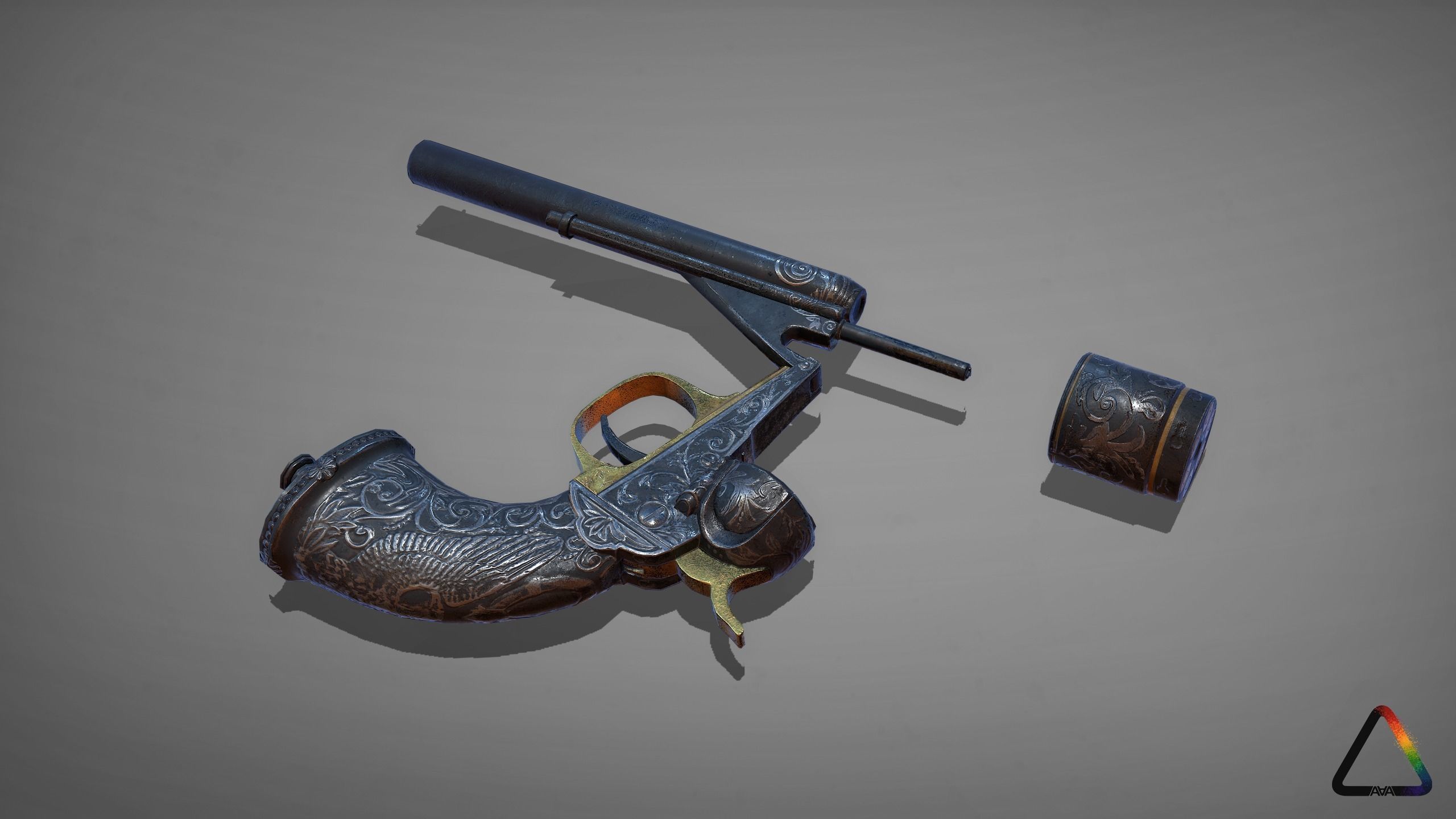 3D model Cartoon stylized revolver VR / AR / low-poly rigged | CGTrader