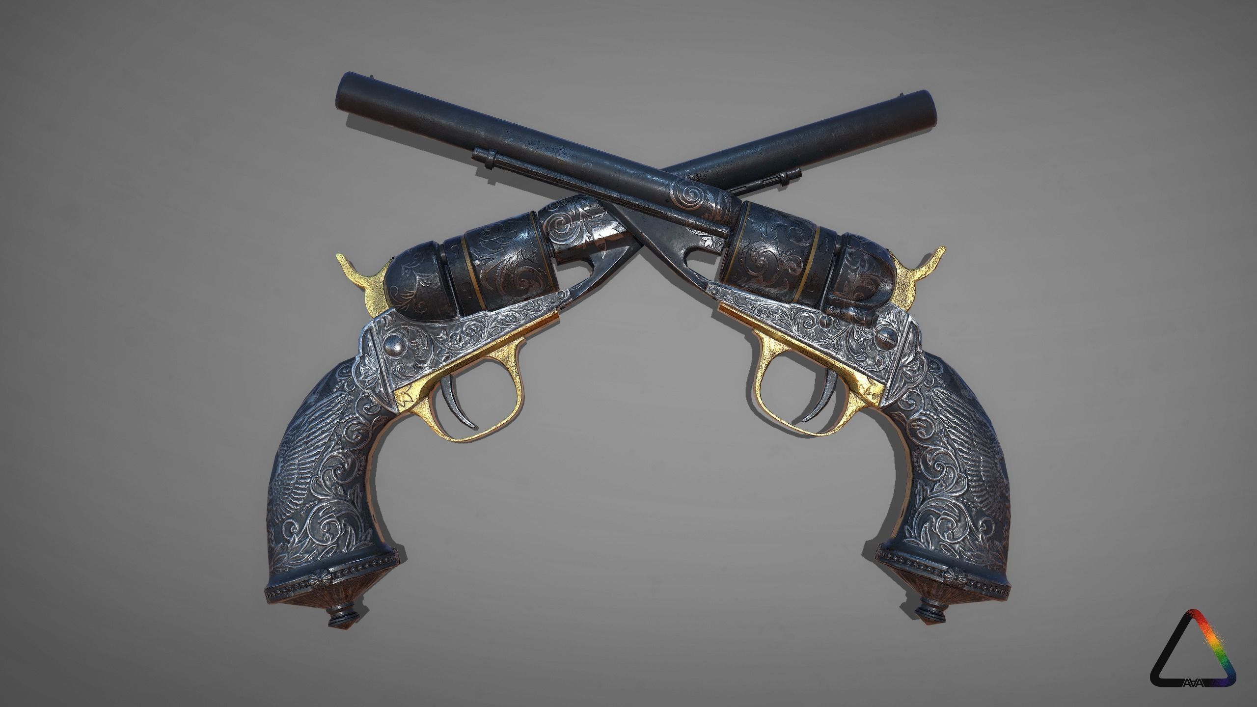 3D model Cartoon stylized revolver VR / AR / low-poly rigged | CGTrader