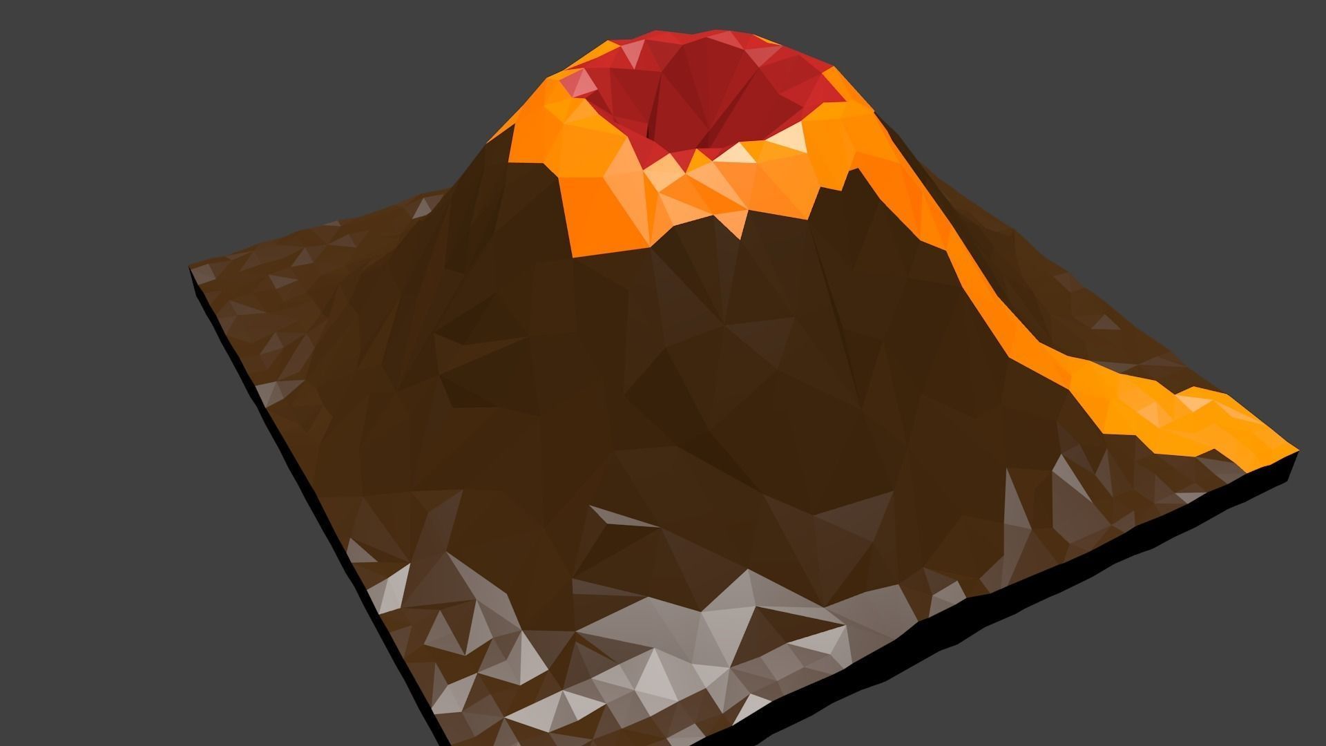 Low Poly Volcano in polygons 3D model | CGTrader