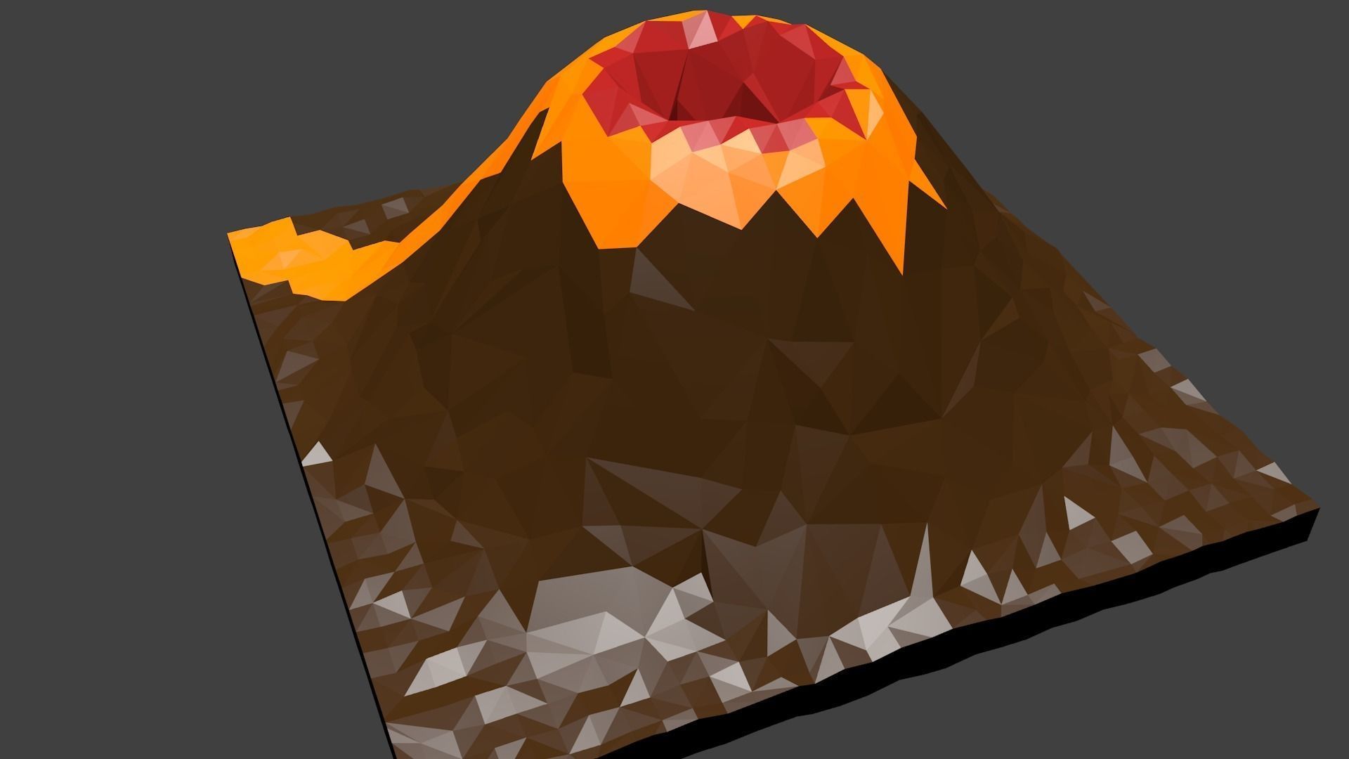 Low Poly Volcano in polygons 3D model | CGTrader