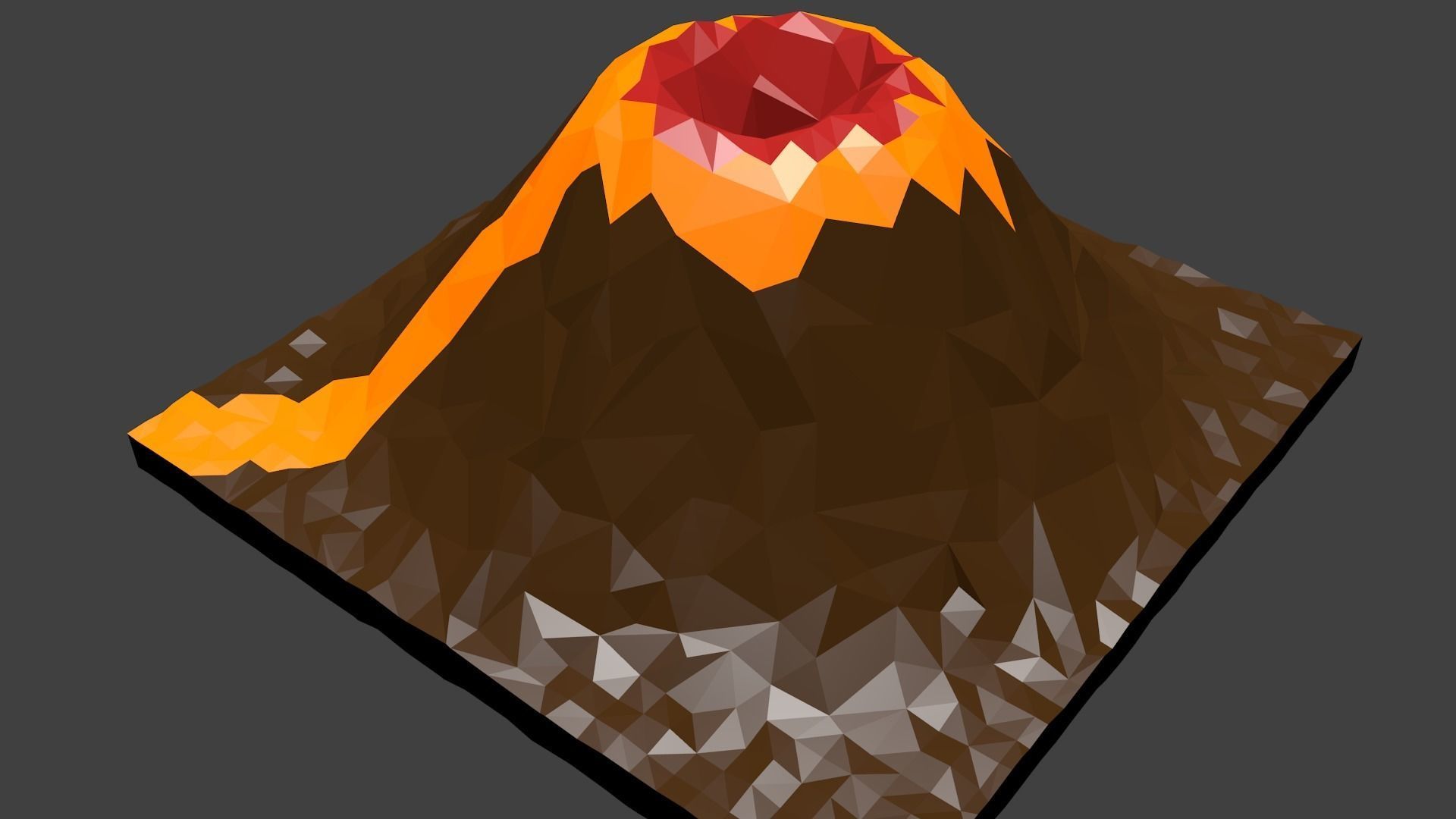 Low Poly Volcano in polygons 3D model | CGTrader