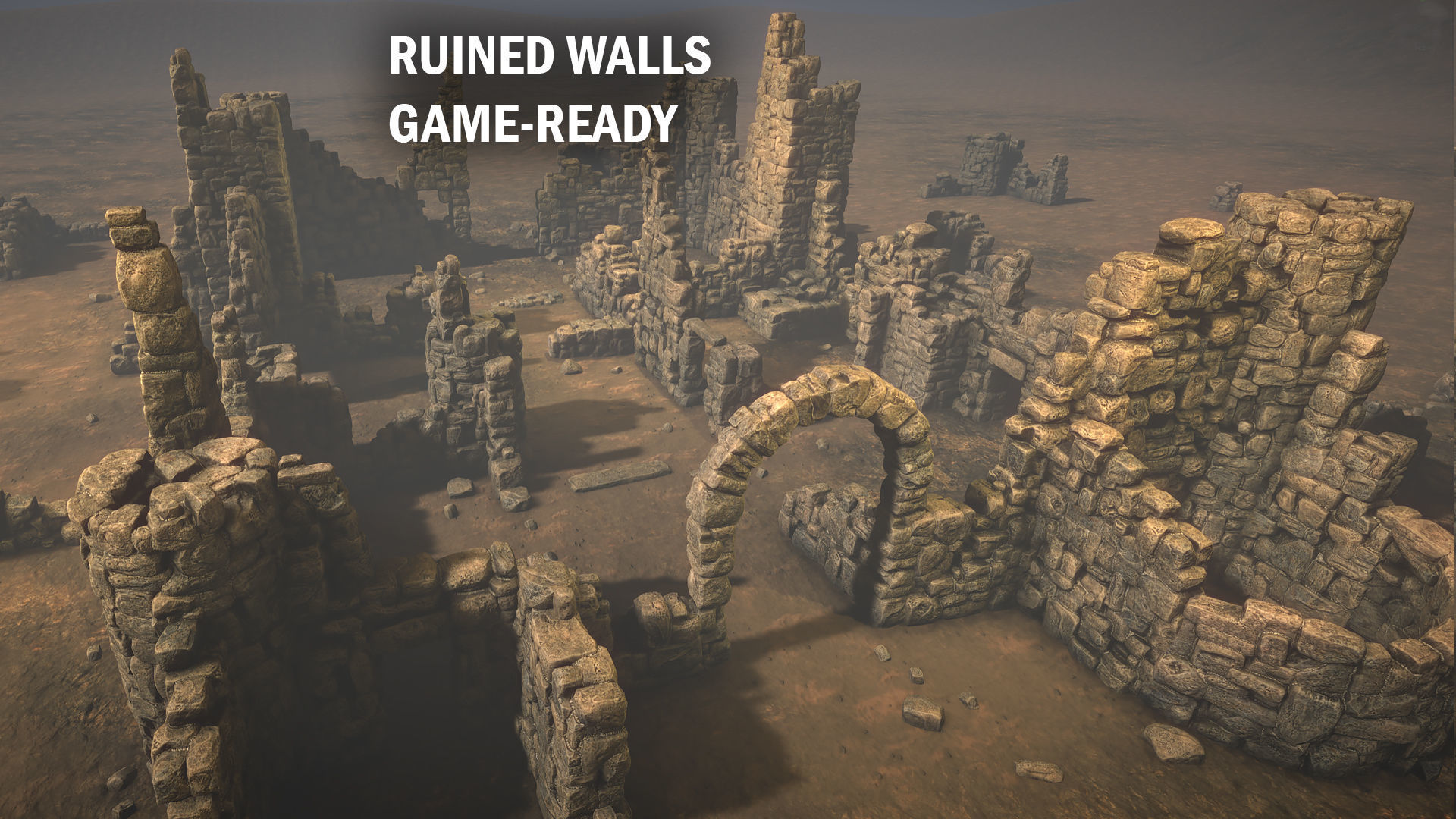 3D model low-poly Ruined walls | CGTrader