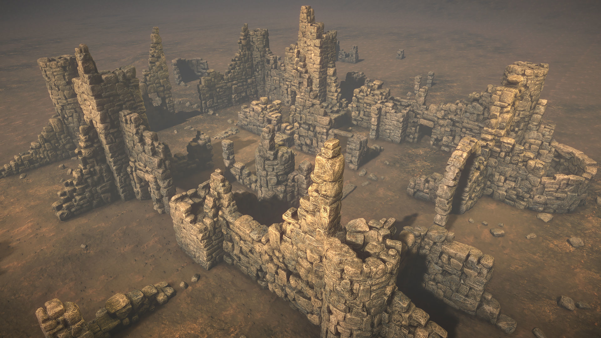 3D model Ruined walls VR / AR / low-poly | CGTrader