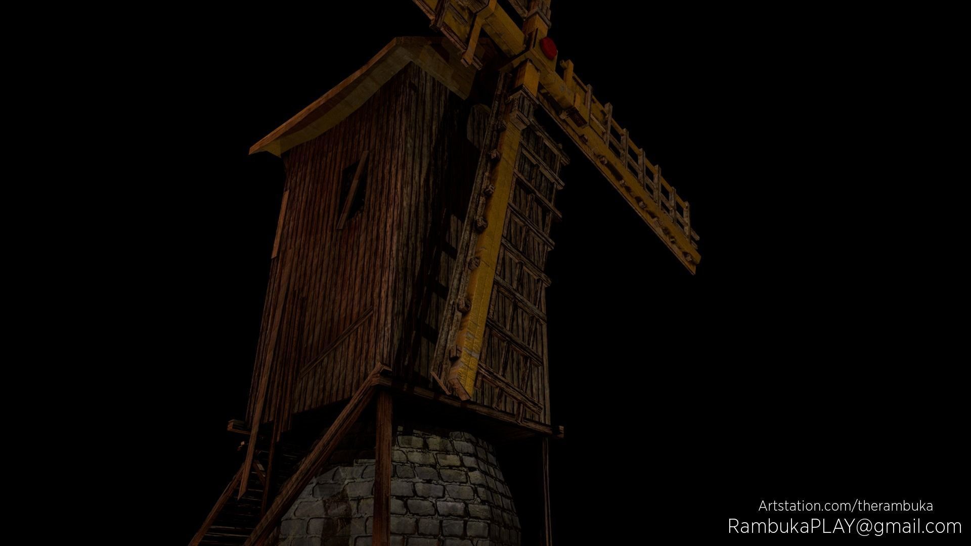 3D model Windmill - Medieval ANIMATED VR / AR / low-poly rigged animated | CGTrader