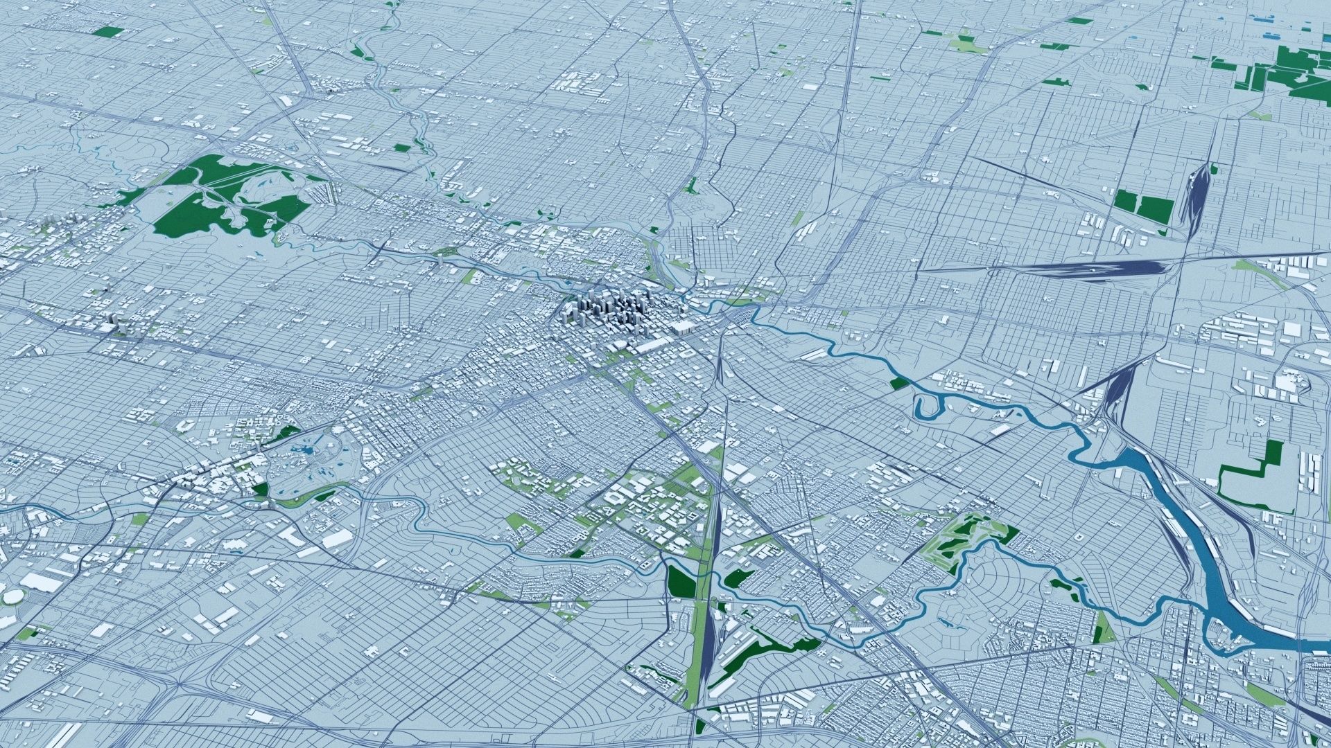 Houston with terrain 3D model | CGTrader