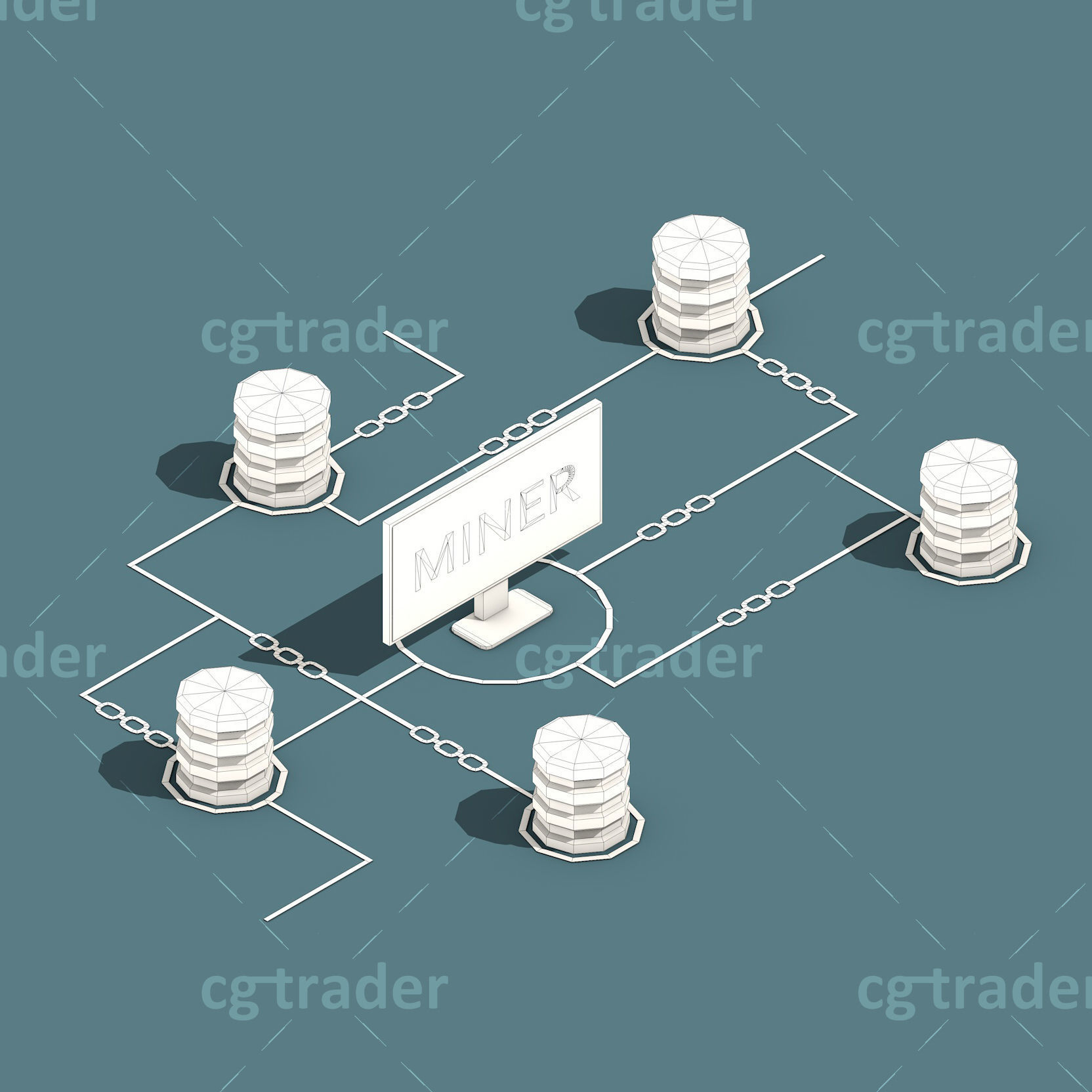 3D model Low Poly Cryptocurrency Blockchain Pack 02 VR / AR / low-poly ...