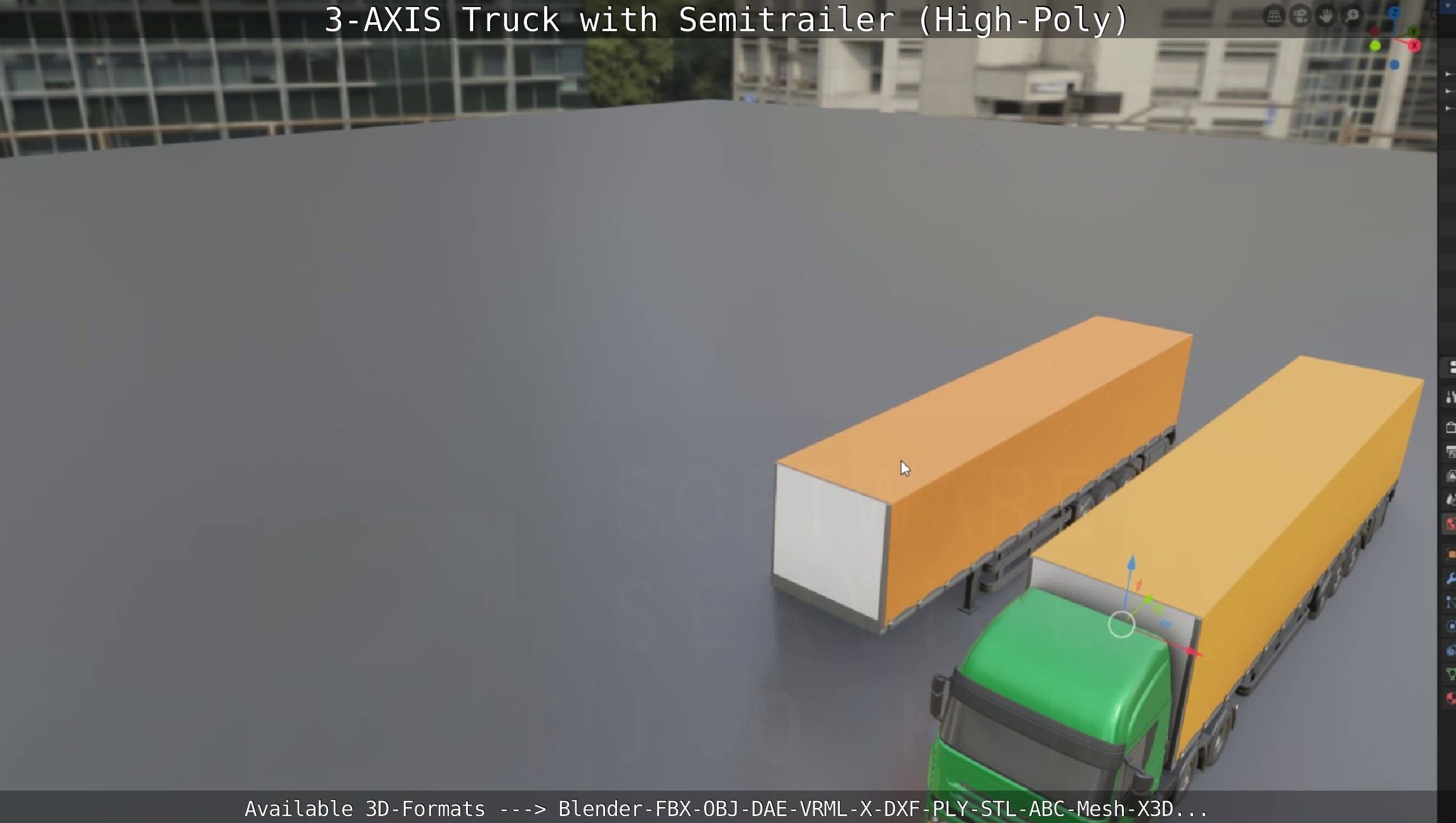 3-AXIS Truck with Semitrailer High-Poly Version 3D model | CGTrader