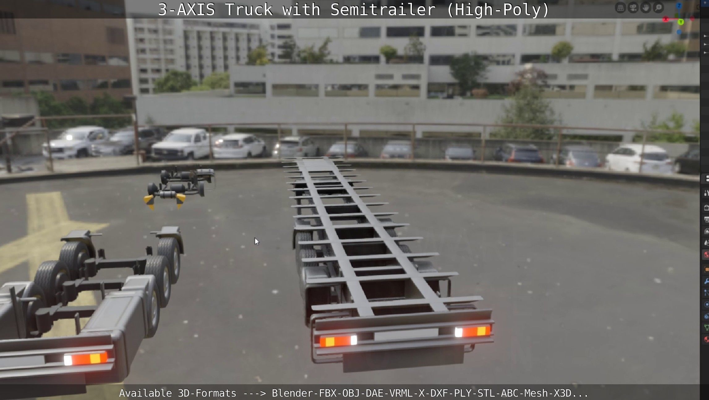 3-AXIS Truck with Semitrailer High-Poly Version 3D model | CGTrader