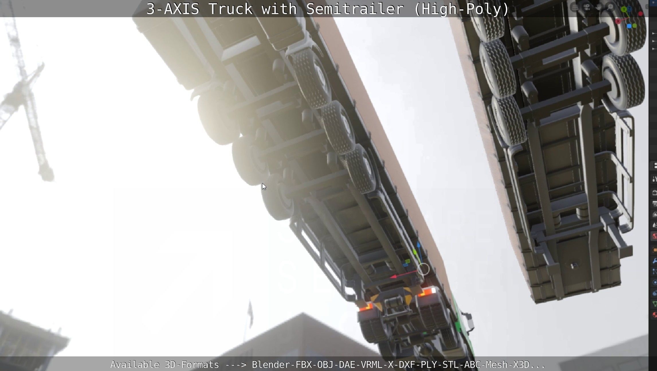 3-AXIS Truck with Semitrailer High-Poly Version 3D model | CGTrader