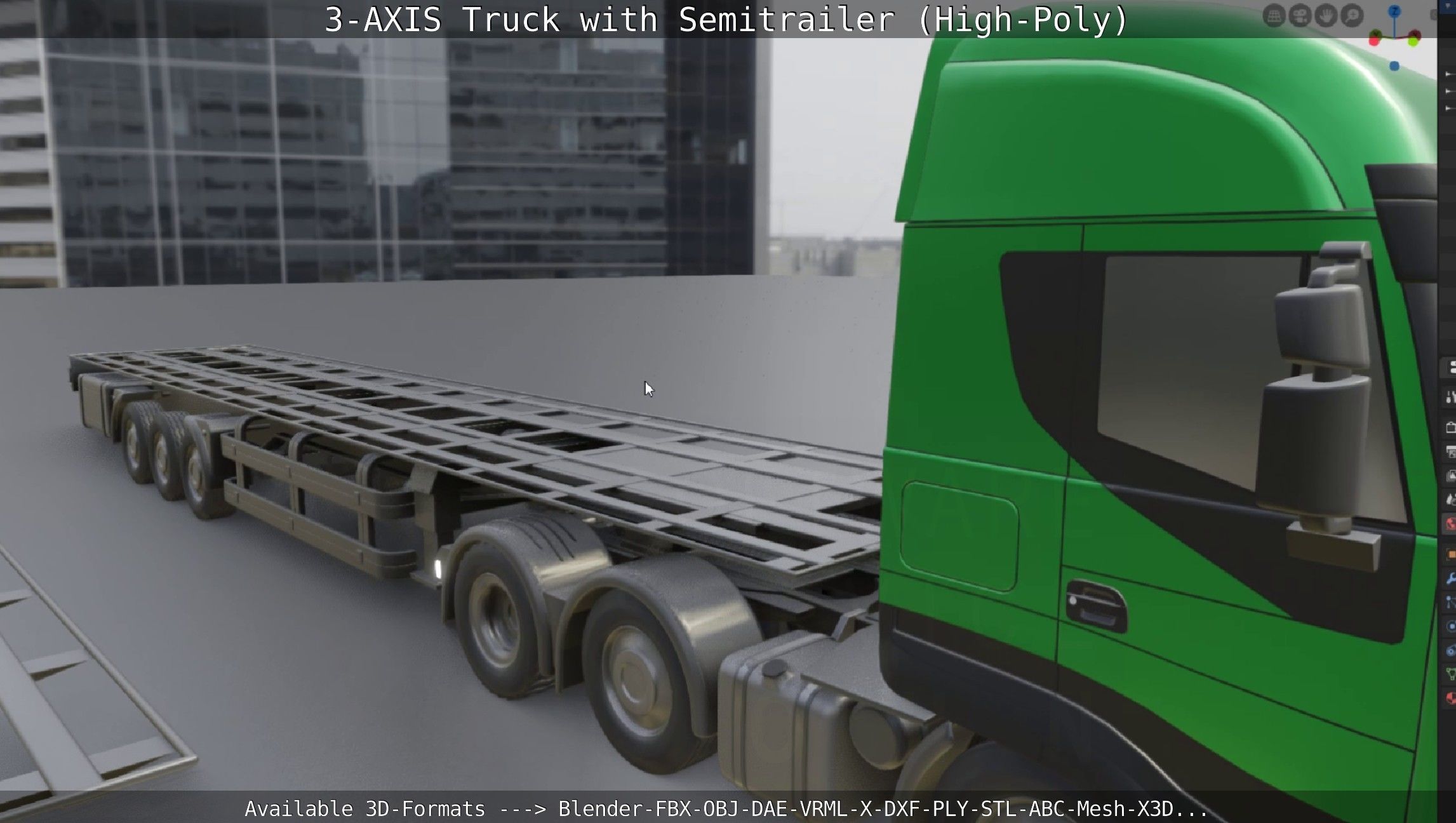 3-AXIS Truck with Semitrailer High-Poly Version 3D model | CGTrader