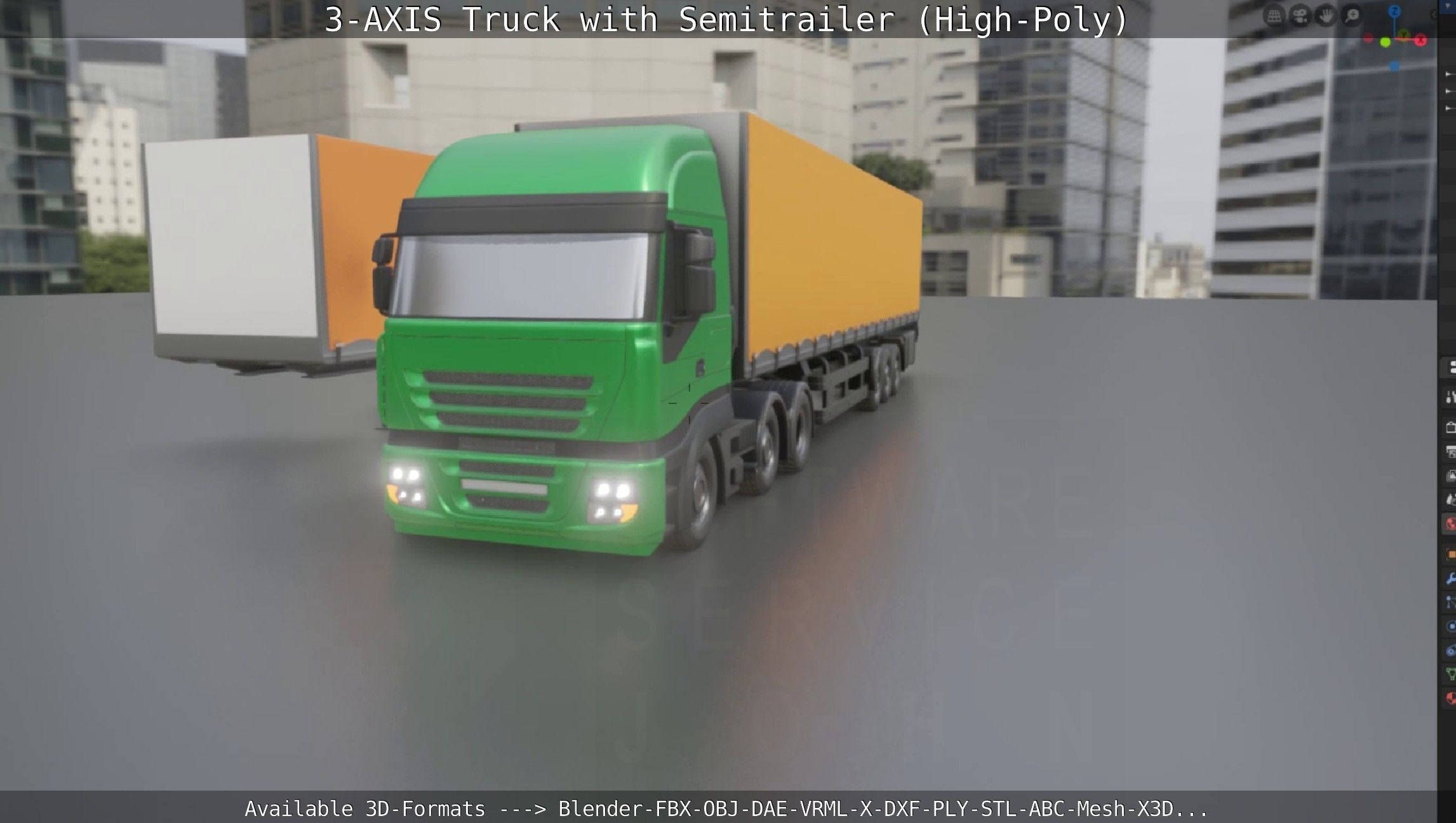 3-AXIS Truck with Semitrailer High-Poly Version 3D model | CGTrader