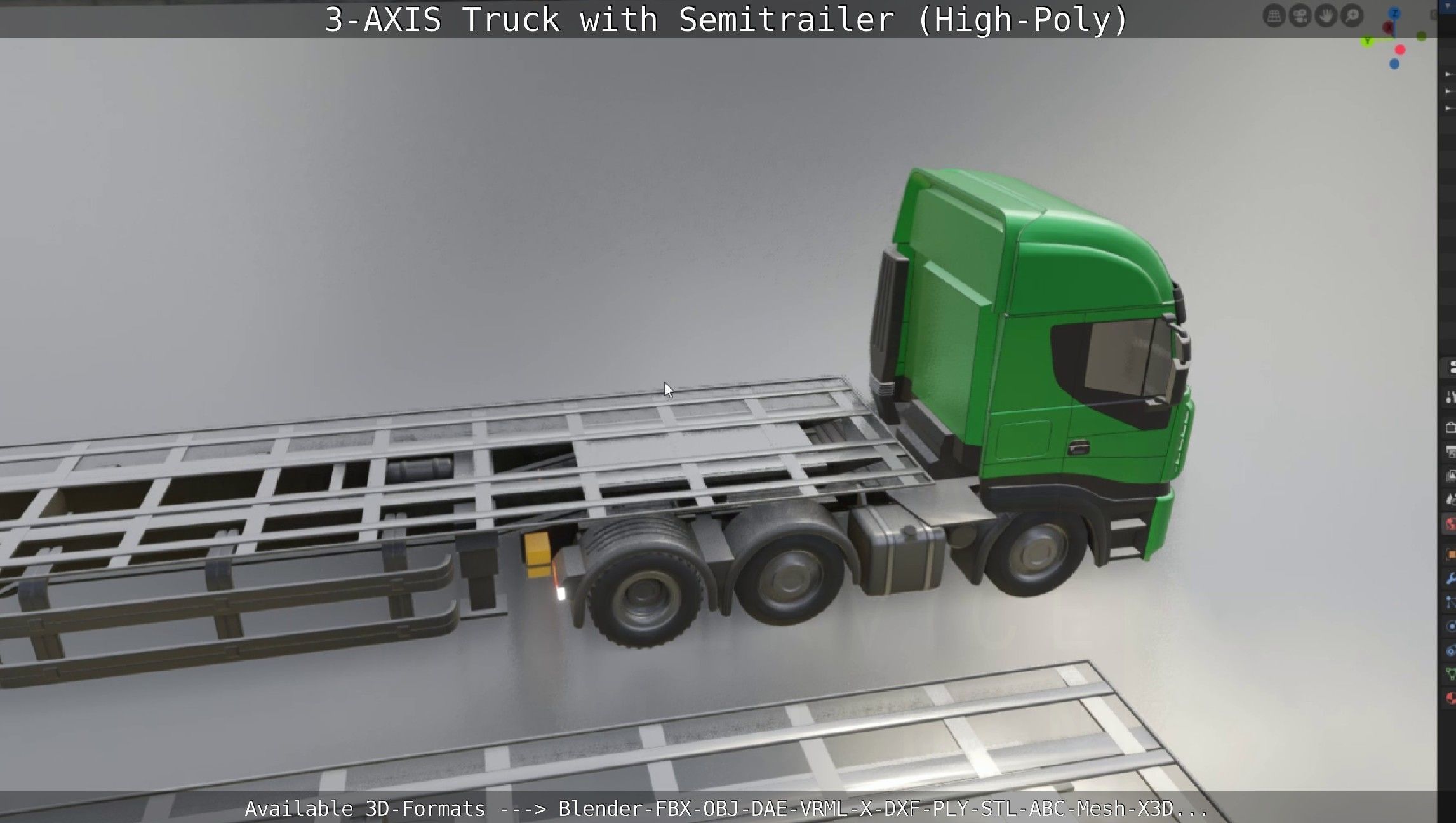 3-AXIS Truck with Semitrailer High-Poly Version 3D model | CGTrader